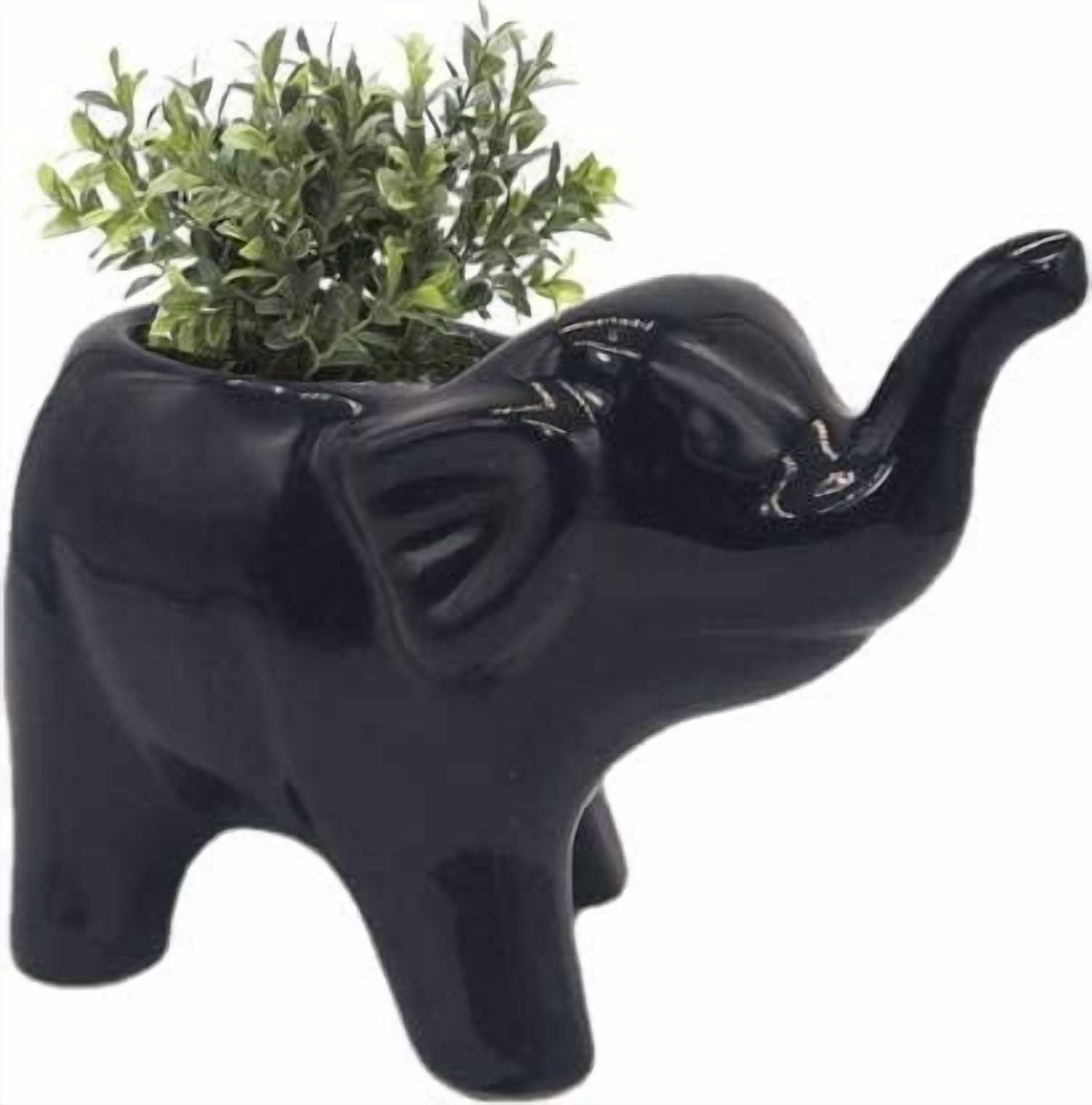 India Meets India Elephant Shaped Ceramic Planter Flower Pot Indoor ...