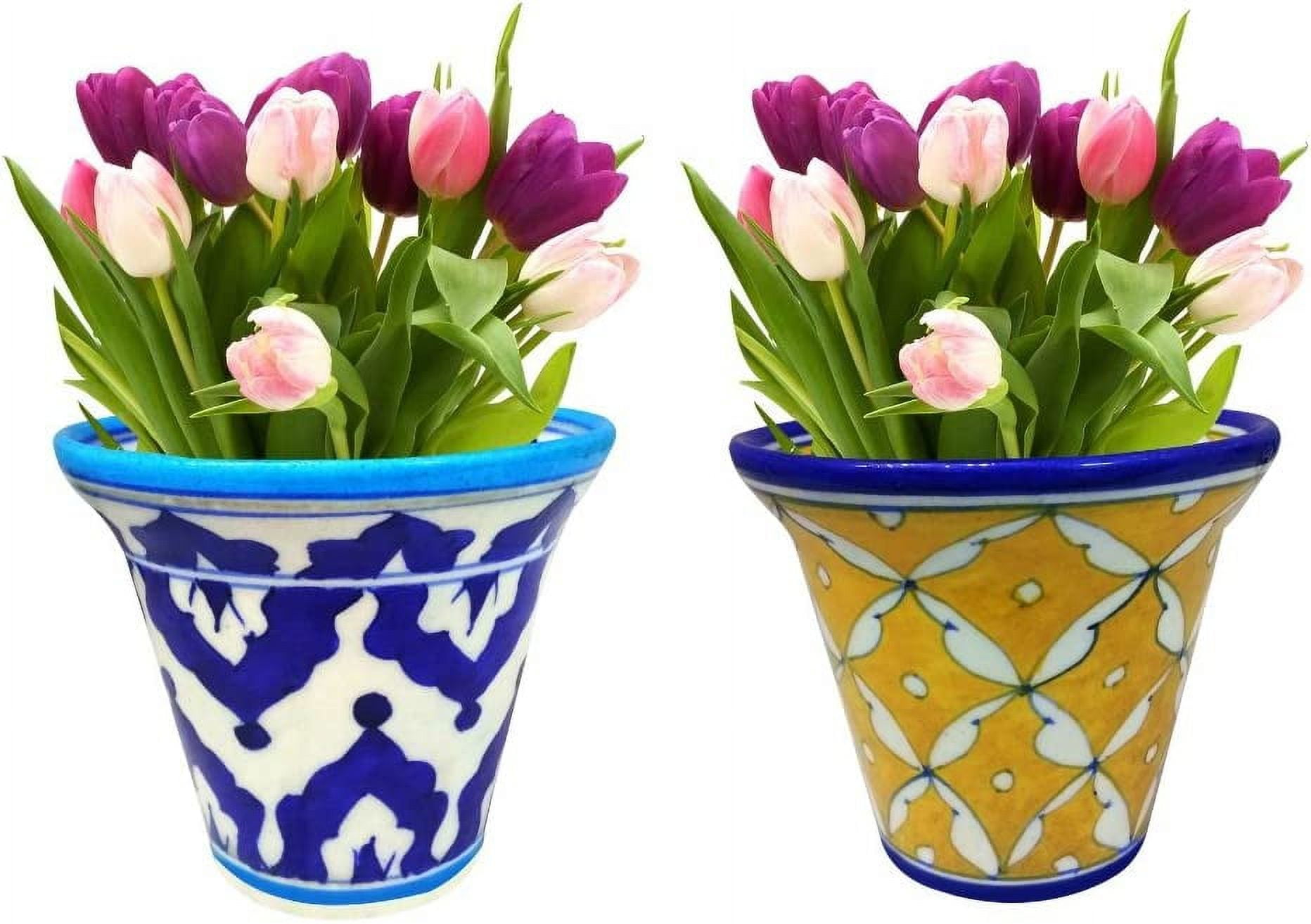 India Meets India Handicraft Ceramic Flower Planter Set of 2, eco ...