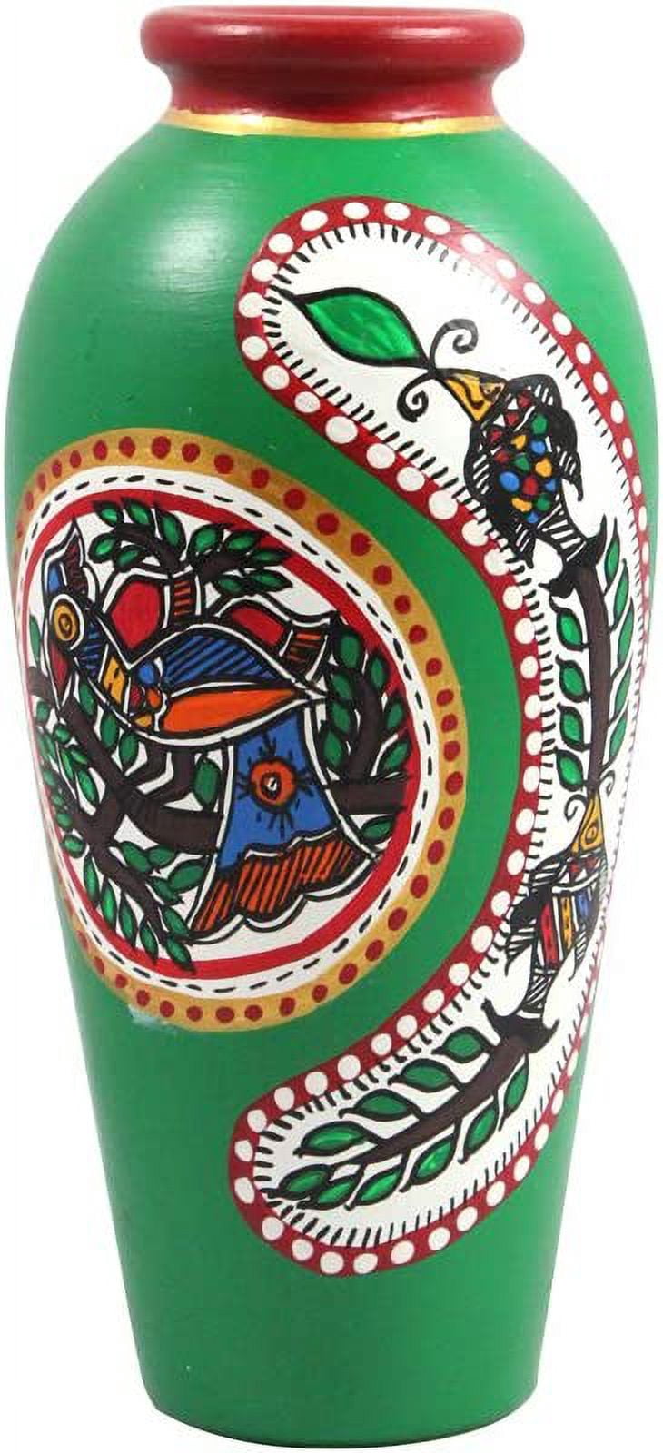 India Meets India Handicraft Terracotta Flower Vase with Hand Painted ...