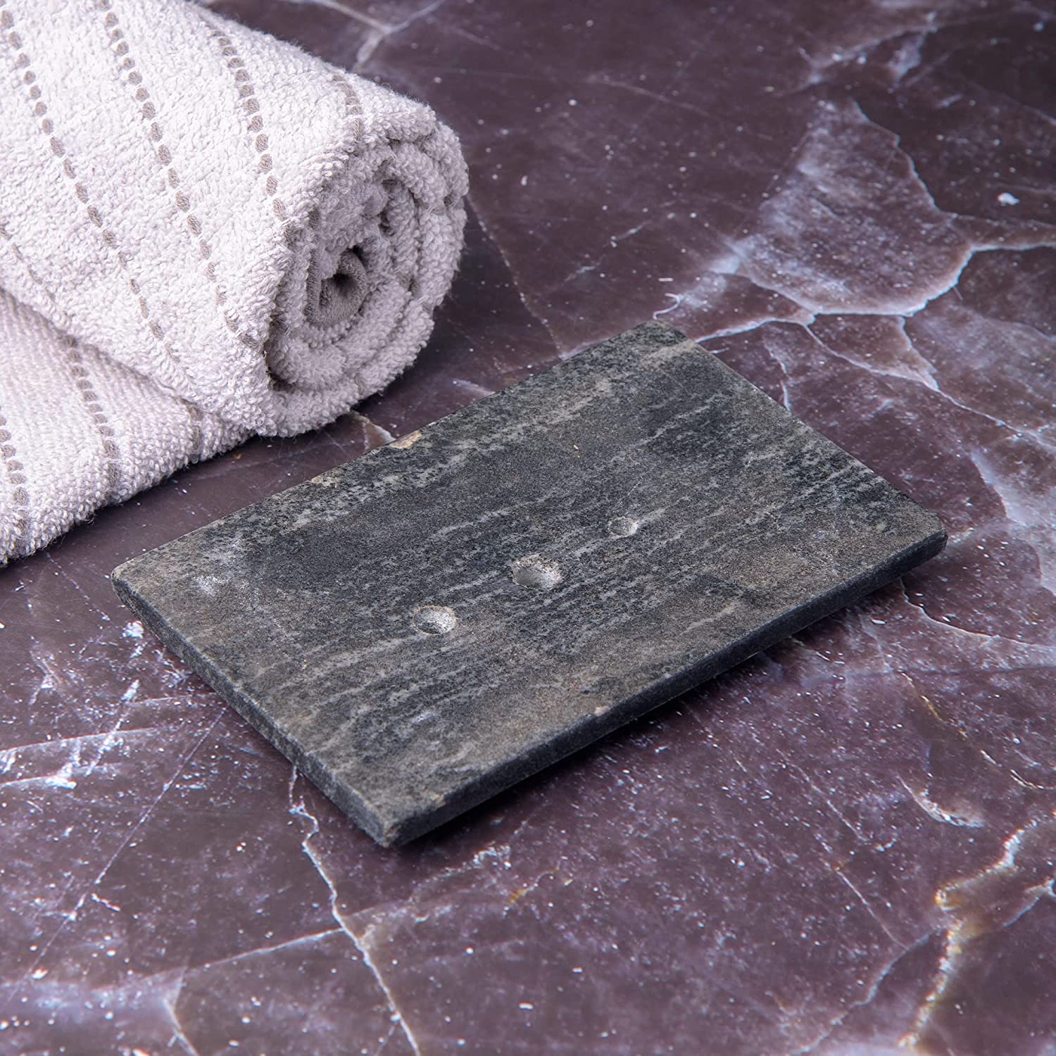 India Meets India Marble Soap Bar Dish/Tray, [Black], Marble Soap Bar ...