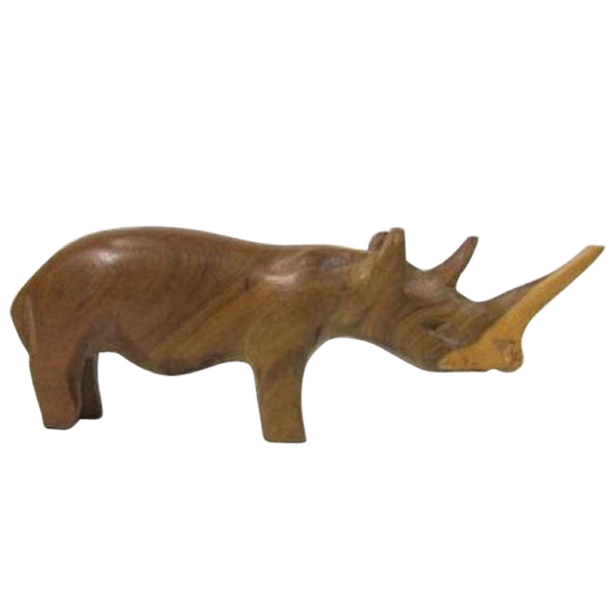 India Overseas Trading WW 129 Hand Carved Wooden Rhino Made in Africa ...