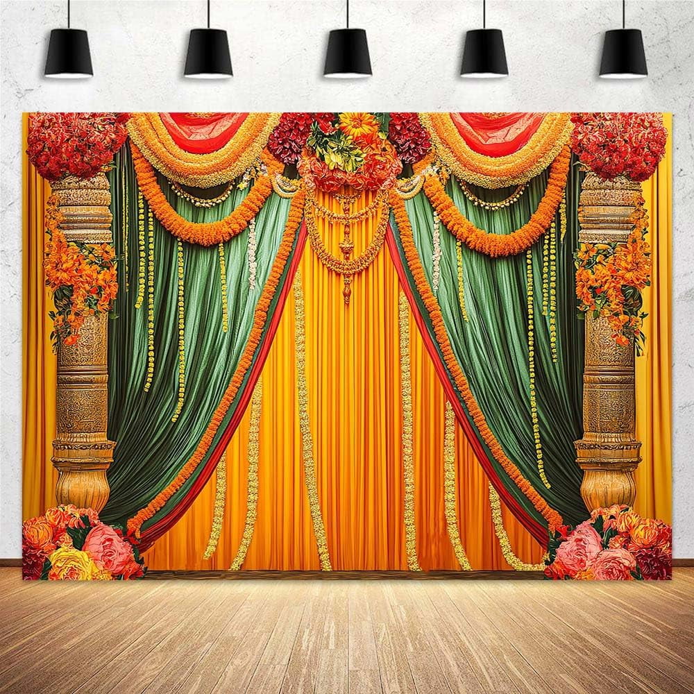 India Pooja Backdrop Puja Ganpati Photography Traditional Banana Leaf ...
