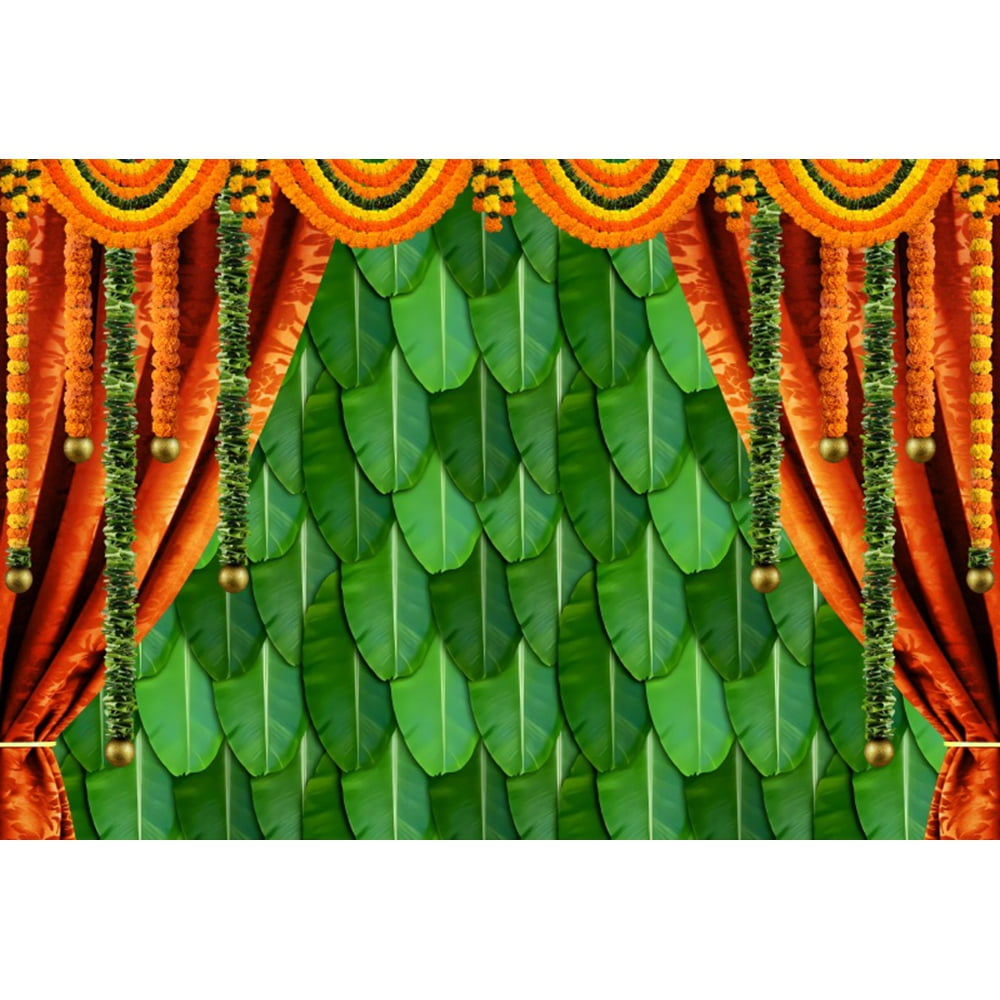 India Pooja Traditional Photography Background Puja Ganpati Green ...