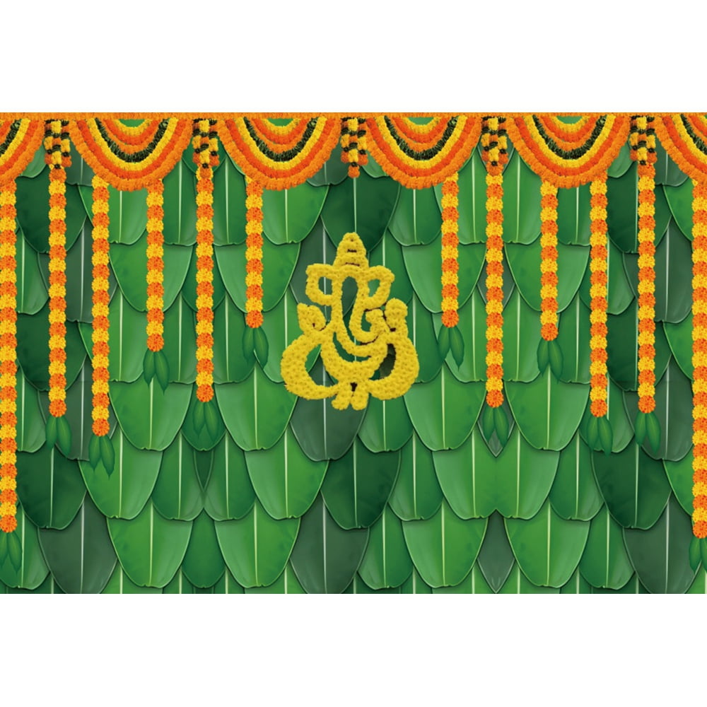 India Pooja Traditional Photography Background Puja Ganpati Green ...