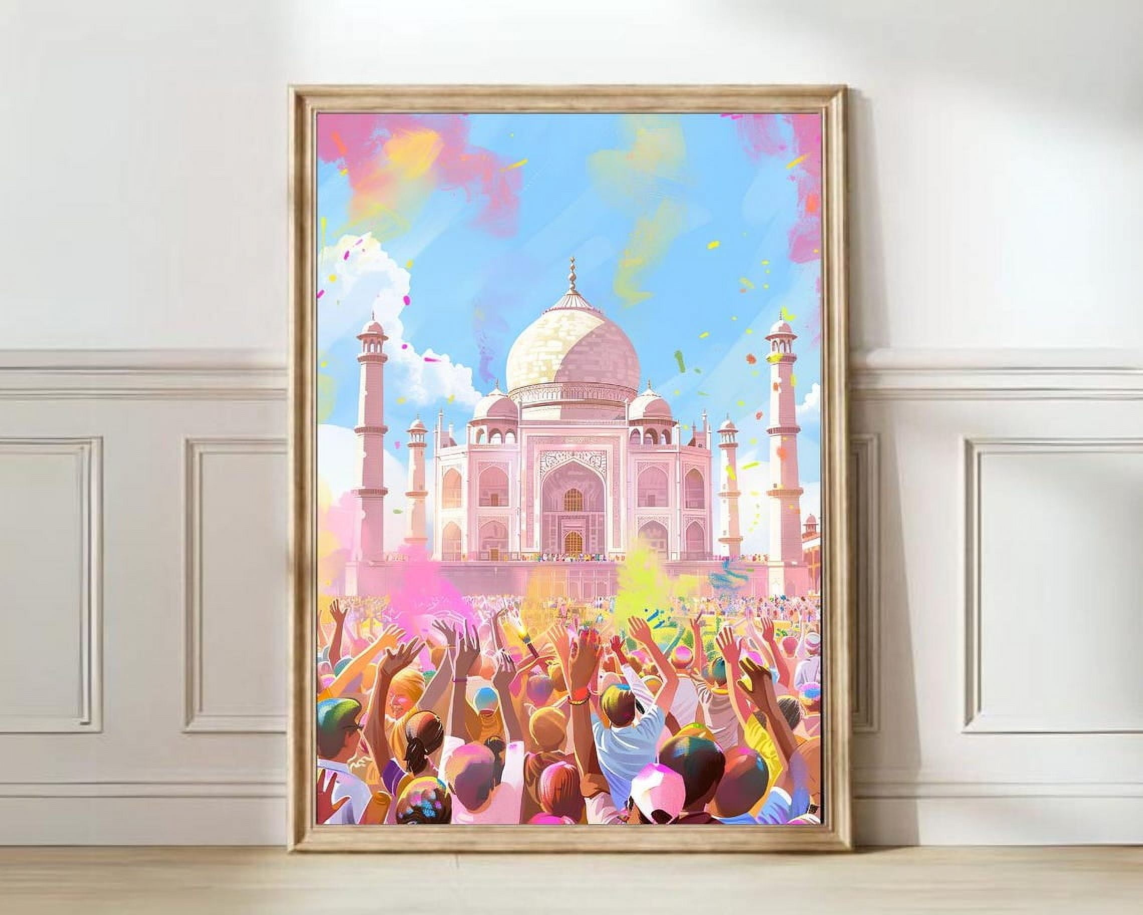 India Print India Illustration Taj Mahal Print Taj Mahal Poster Holi ...