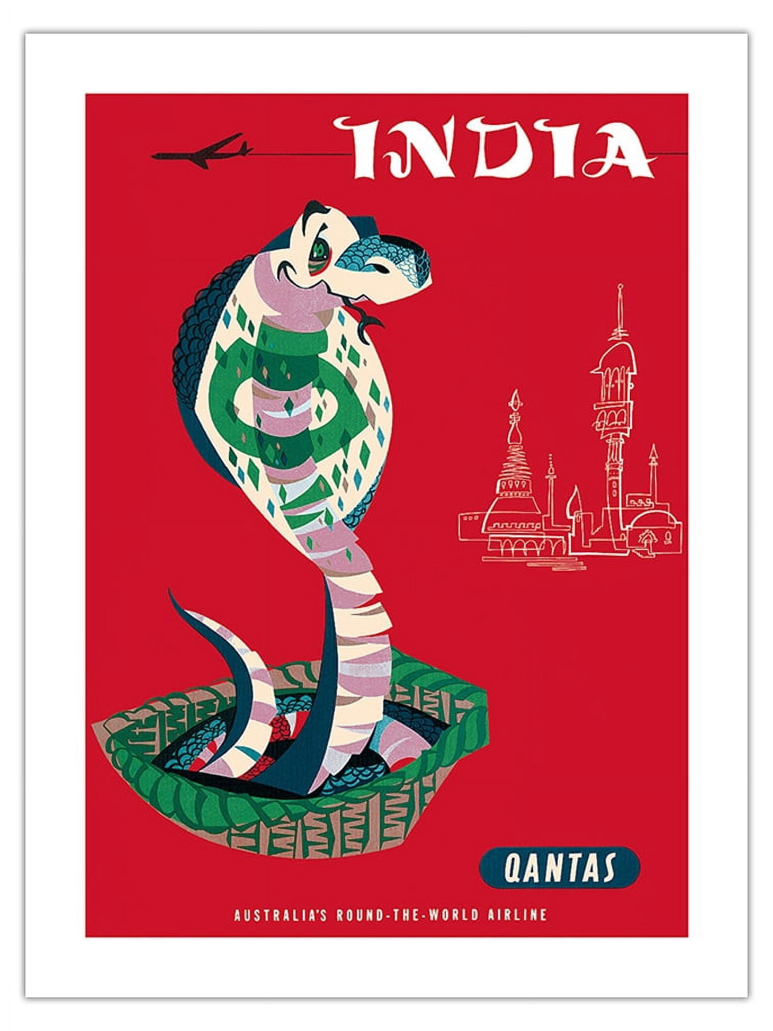 India - Qantas Airways - Indian Cobra (Naja Naja) - Vintage Airline ...