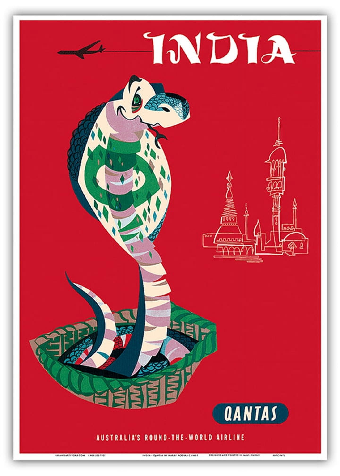 India - Qantas Airways - Indian Cobra (Naja Naja) - Vintage Airline ...