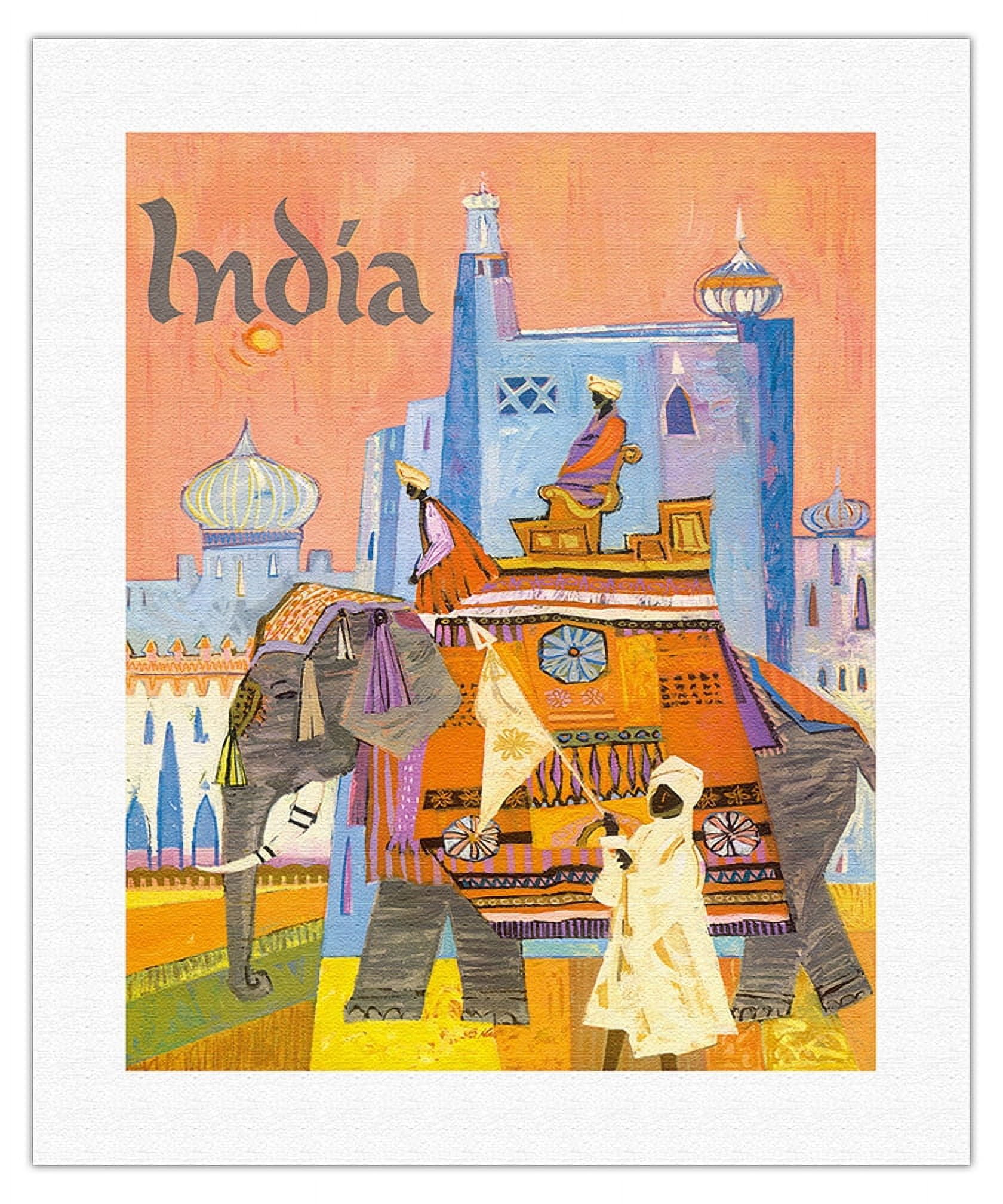 India - Regal Elephant with a Brightly Colored Howdah (Carriage ...