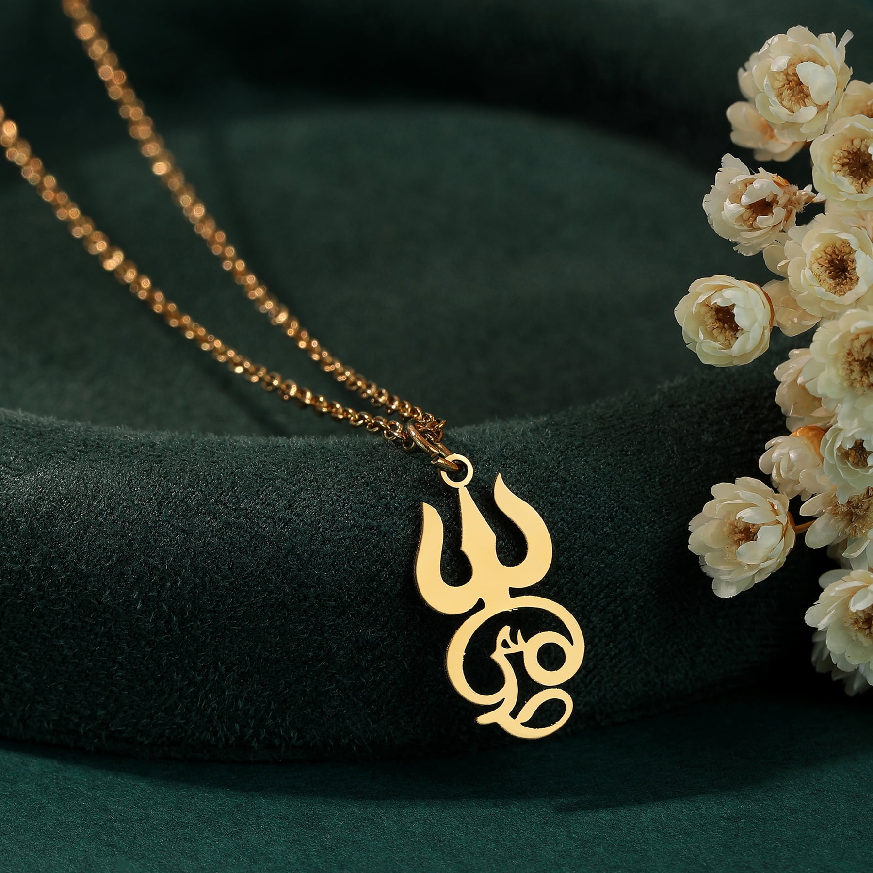 India Tamil Om Sign Pendant Necklace For Women OM Symbol Stainless ...