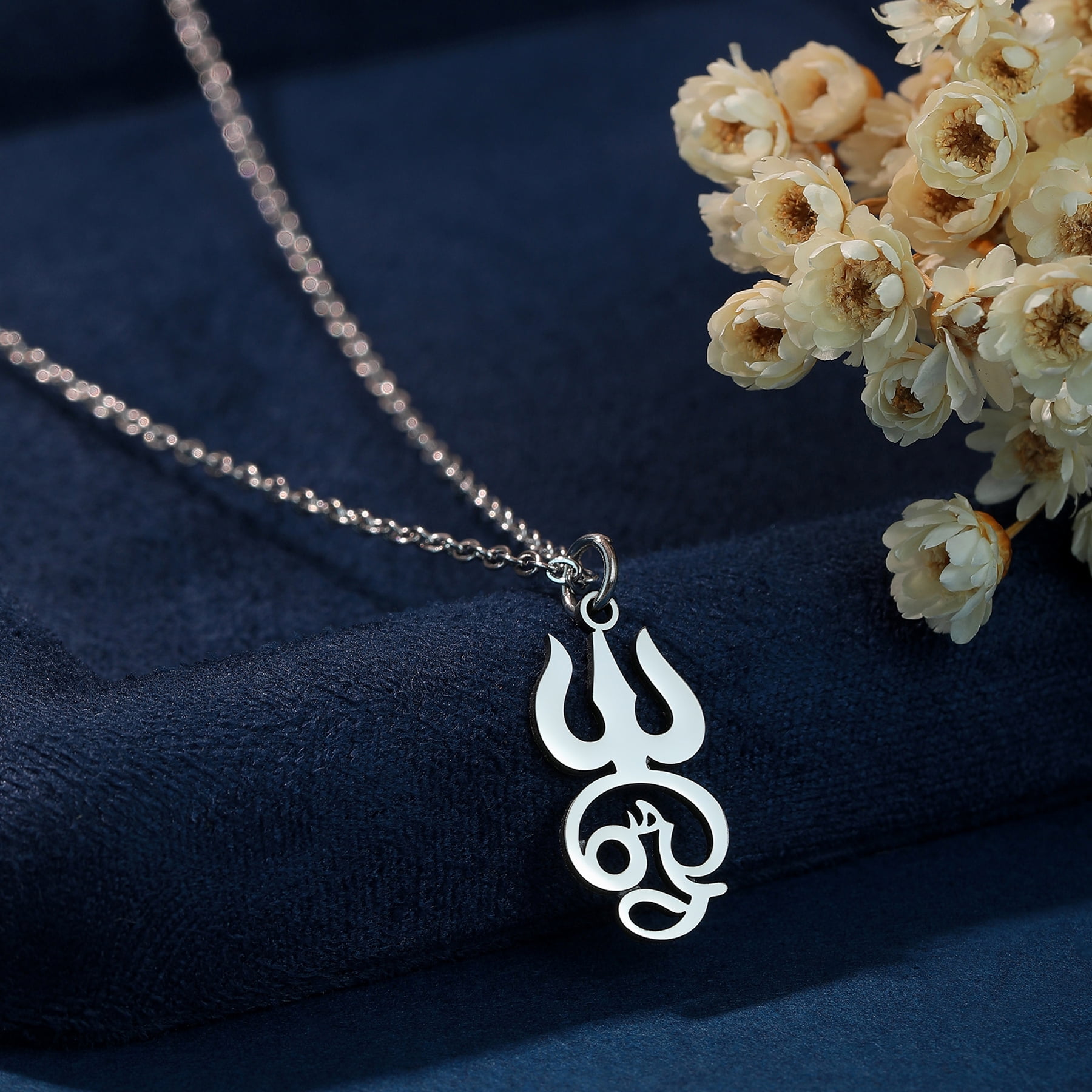 India Tamil Om Sign Pendant Necklace For Women OM Symbol Stainless ...