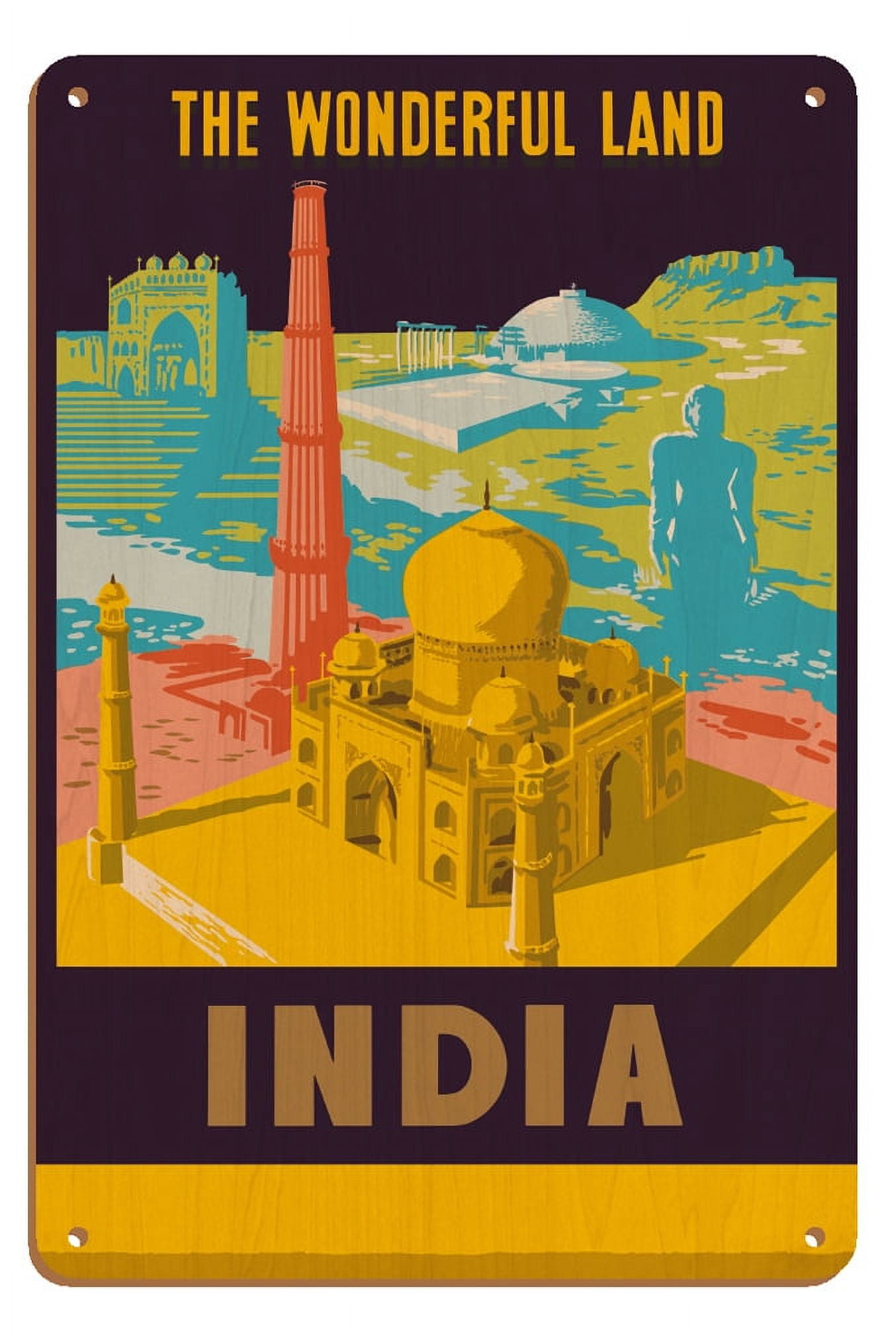India - The Wonderful Land - Taj Mahal - Vintage Travel Poster c.1958 ...