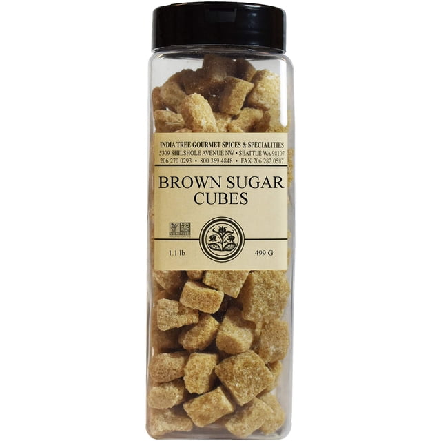 India Tree Brown Sugar Cubes, 1.1 Pound Jar, European Style Cane Sugar ...