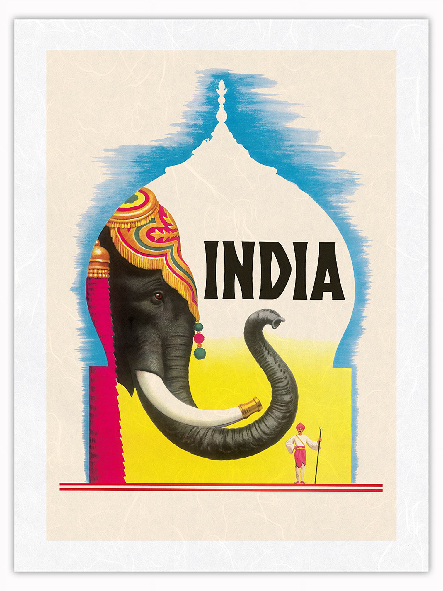India - Vintage Travel Poster by Frank Soltesz c.1950s - Japanese Unryu ...