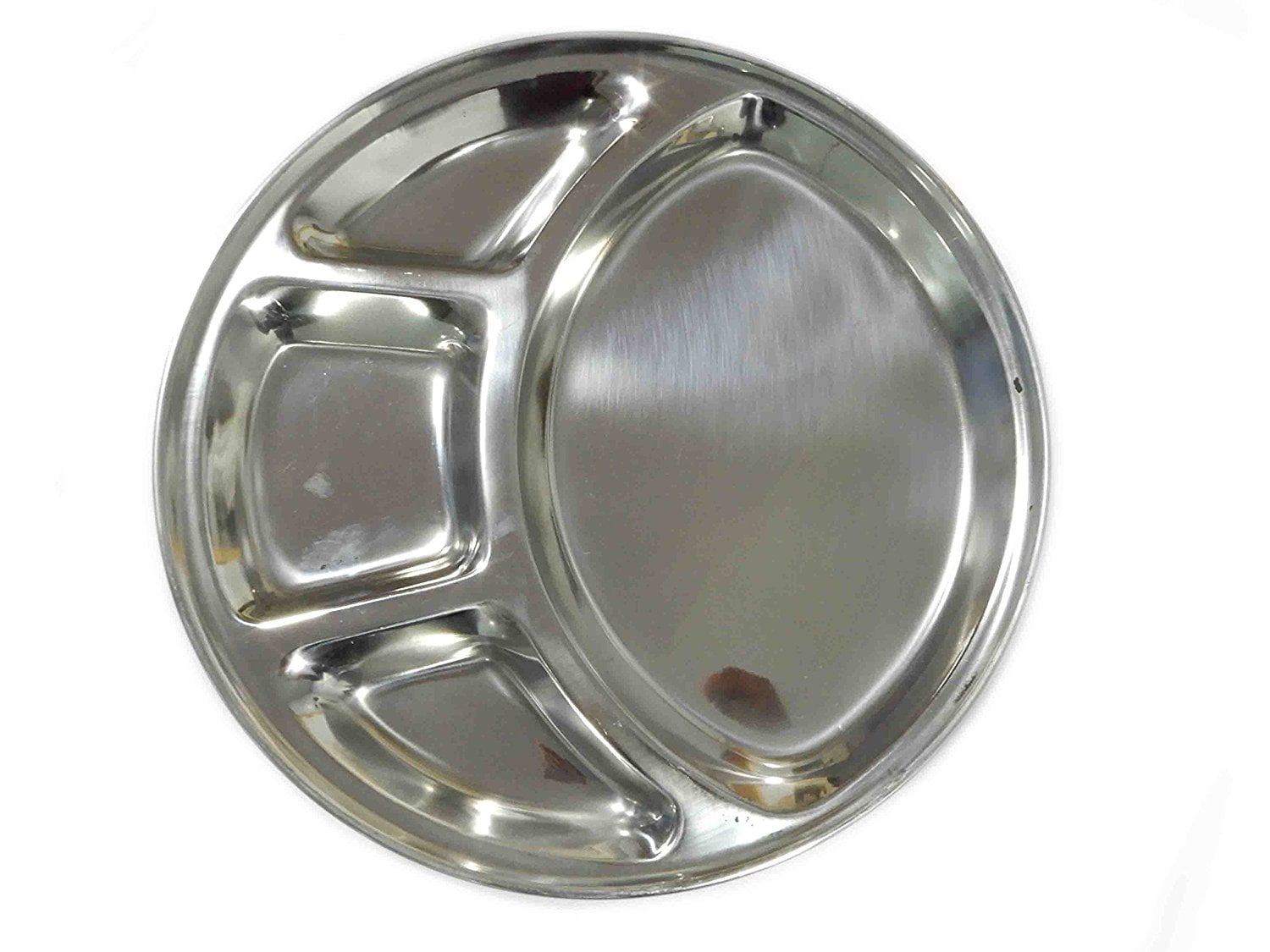 IndiaBigShop Stainless Steel Round Dining Plate 4 Compartment Thali ...