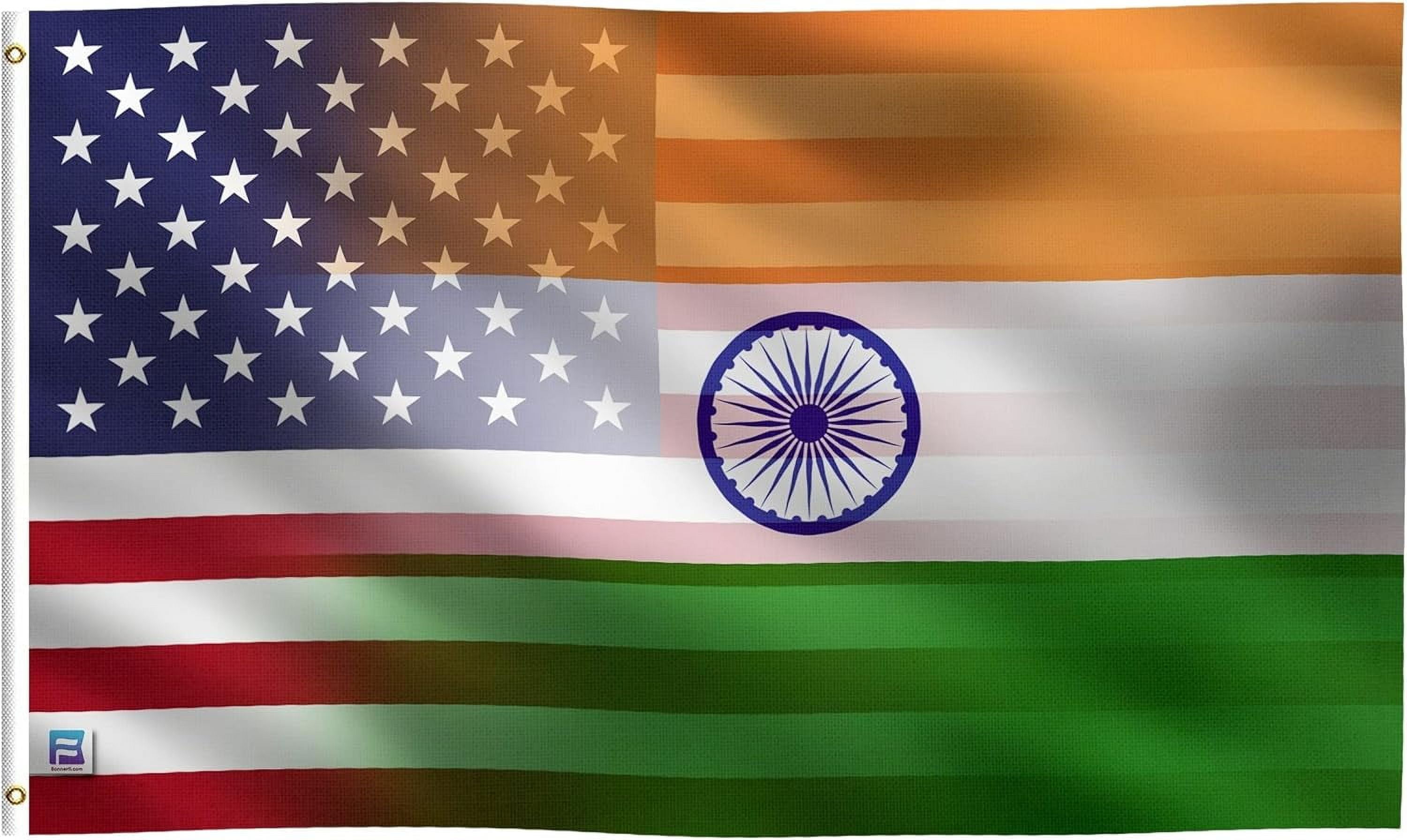 Indian American Hybrid Flag, 3Ply Polyester, Heavy Duty, Double Sided ...