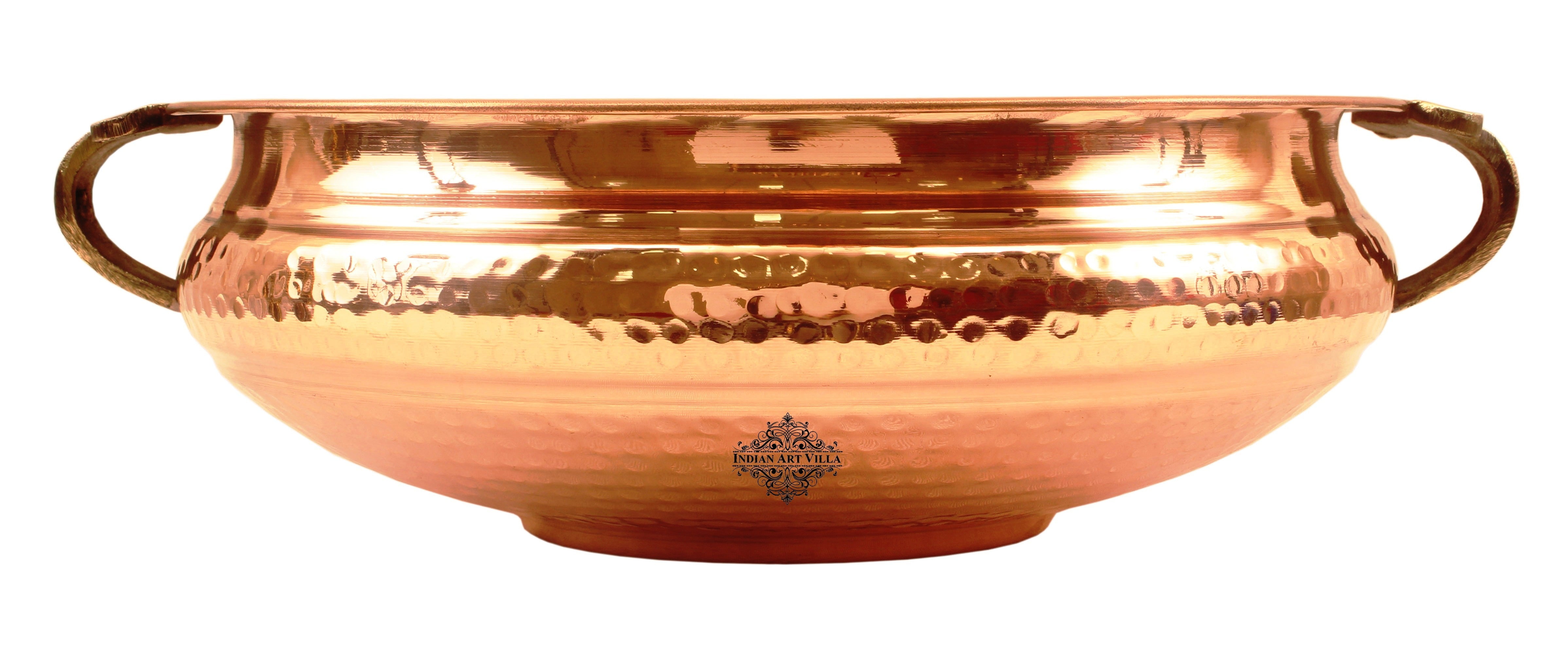 Indian Art Villa 12" Copper Hammered Urli Bowl - Elegant Home Decor ...