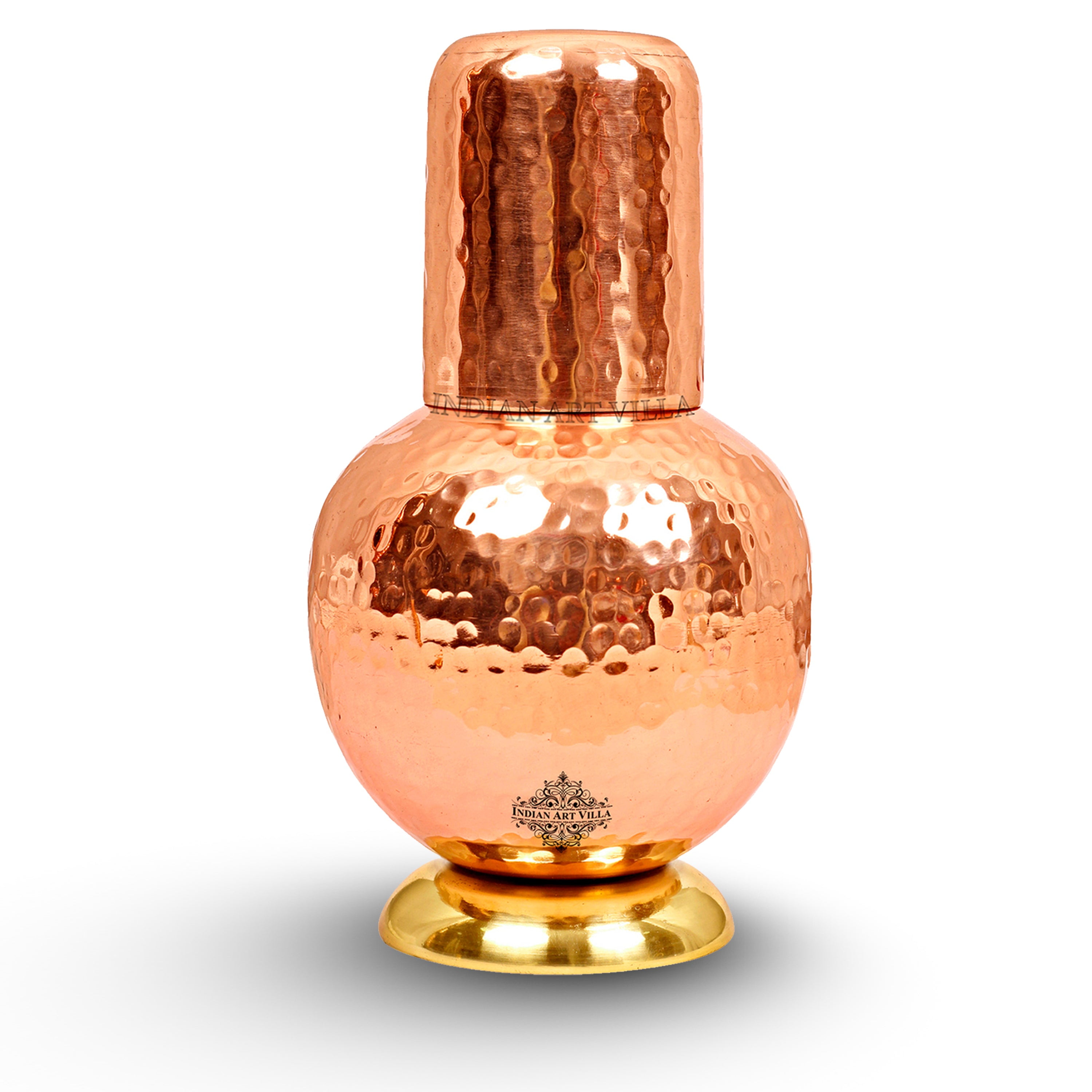 Indian Art Villa Handcrafted Copper Surai Design Bedroom Bottle with ...