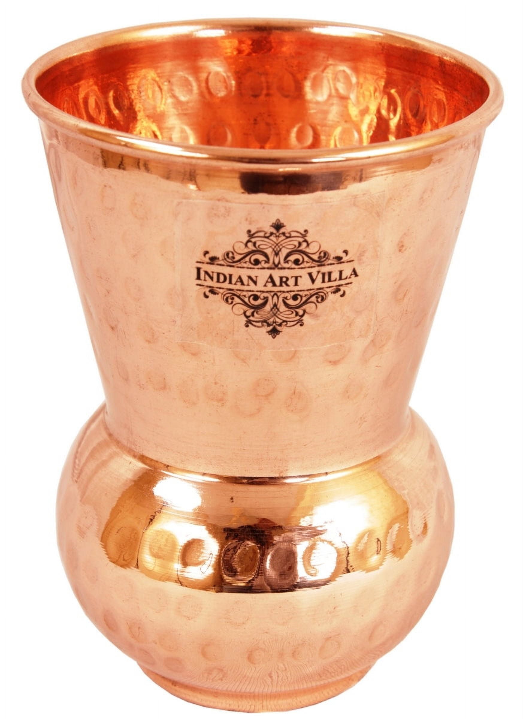 Indian Art Villa Handmade Copper Round Hammered Mathat Drinking Glass ...