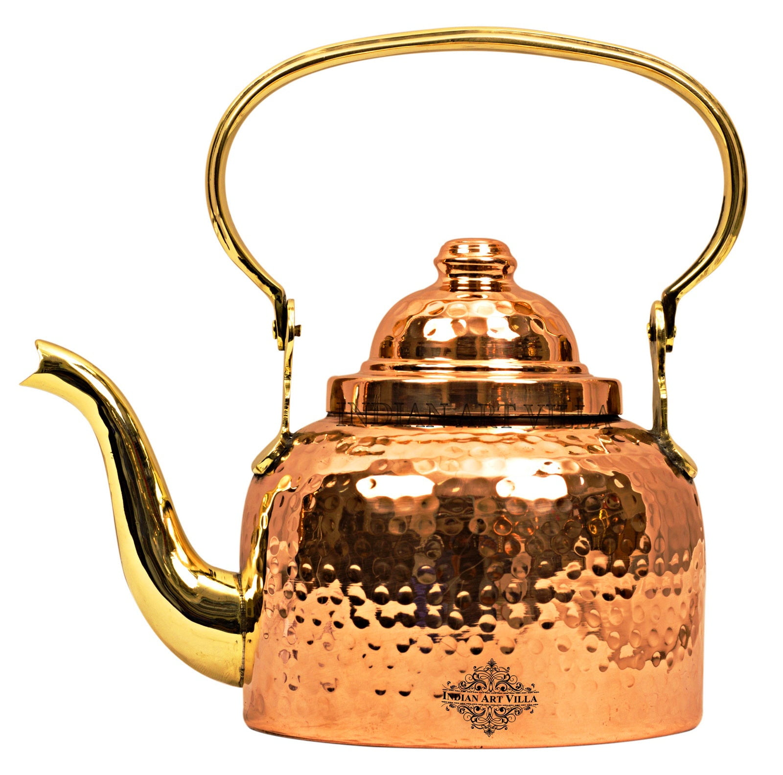 Indian Art Villa Copper Tea Kettle - 44 oz, 5" Width, Decorative Tin-Lined Pot - Walmart.com