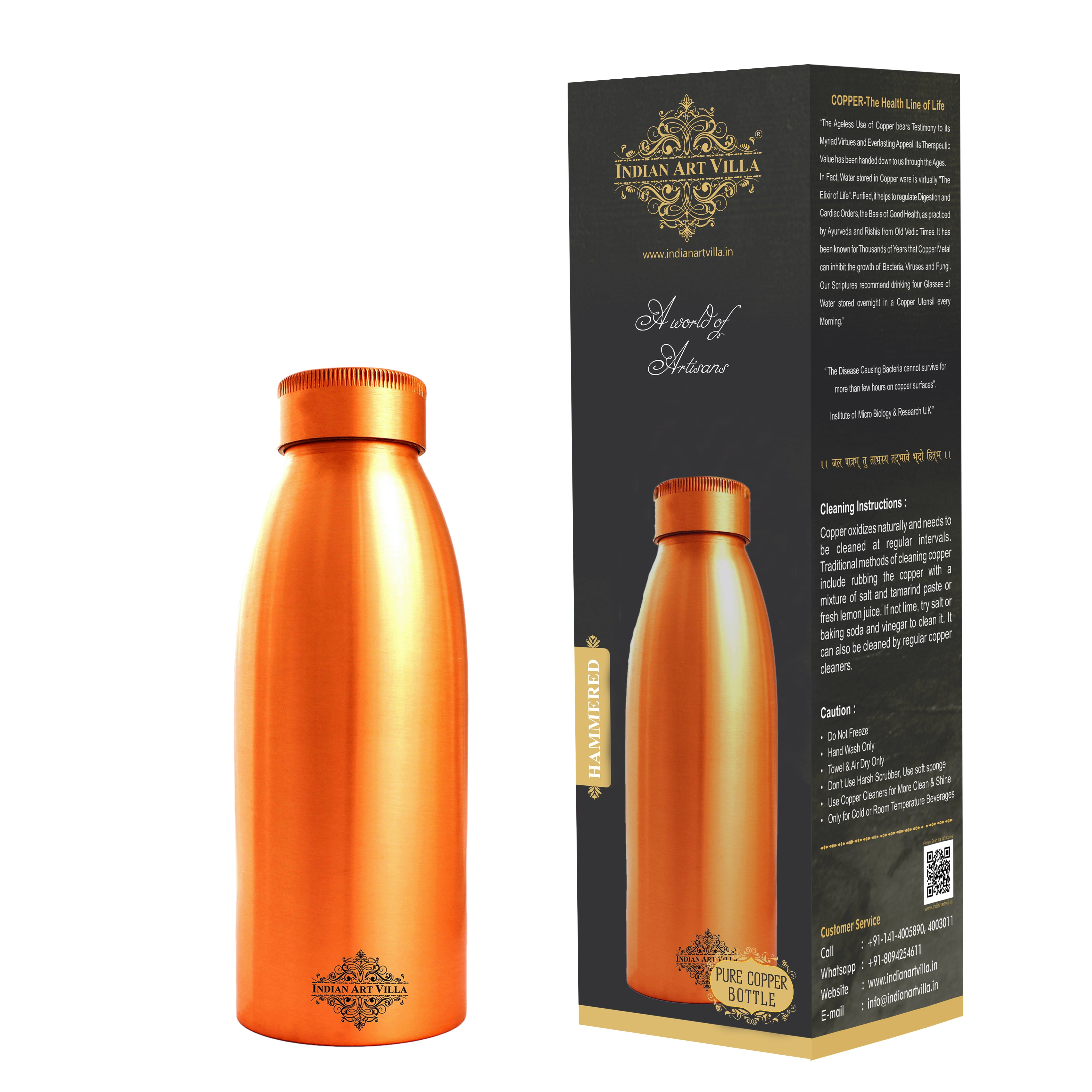 Indian Art Villa Copper Water Bottle - Elegant Drinkware, 23.7 oz ...