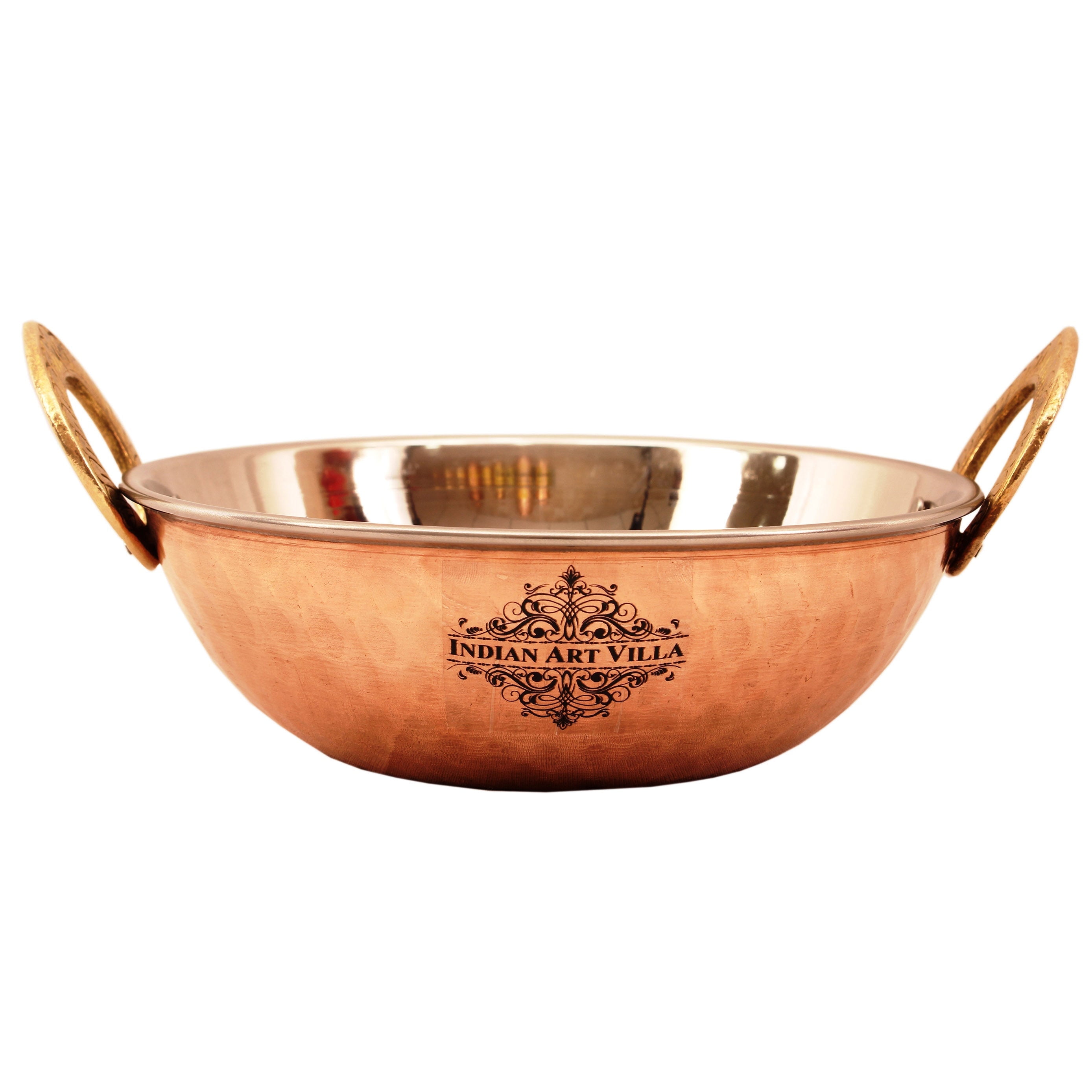 Indian Art Villa Steel Copper Serving Wok, Hammered Design, 6 Inches ...