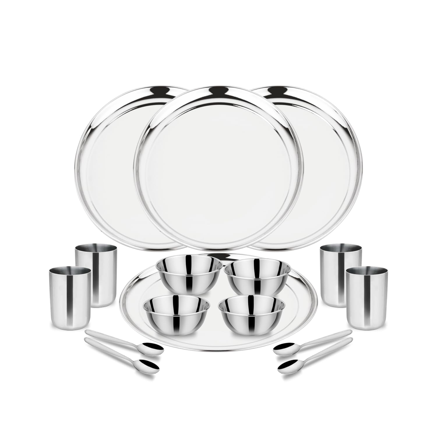 The Indian Aura Stainless Steel Delight Solid Dinner Set 16Pcs 4 Full ...
