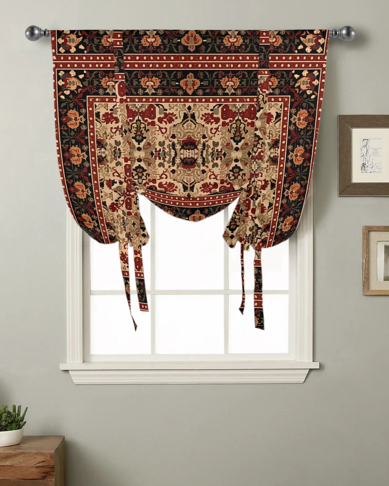 Indian Bohemia Flower Kitchen Short Window Curtain Rod Pocket Curtains ...