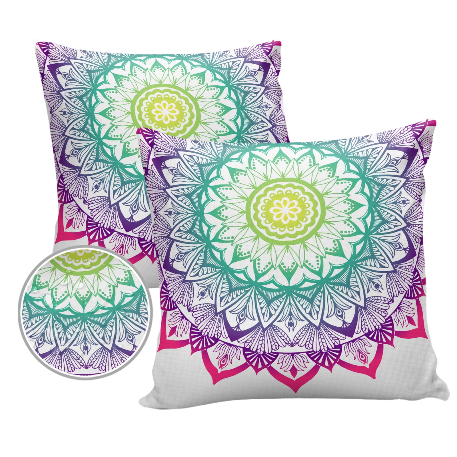 Indian Bohemia Mandala Flowers Outdoor Pillow Covers Set of 2 ...
