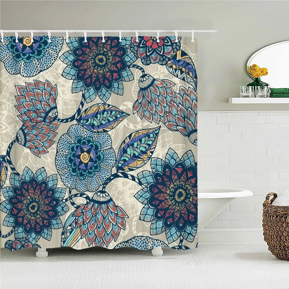 Indian Bohemian 3d Shower Curtains Waterproof Fabric Print Boho Mandala