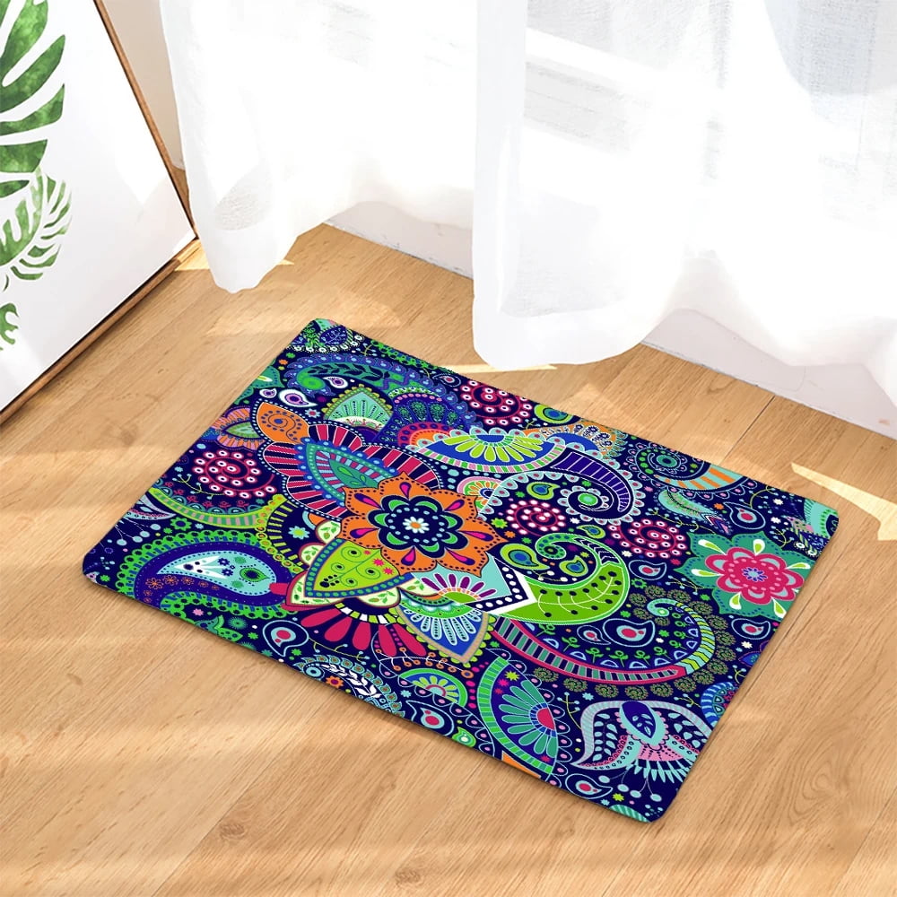 Indian Bohemian Carpet Anti-slip Bath Mat Bathroom Carpet Colorful ...