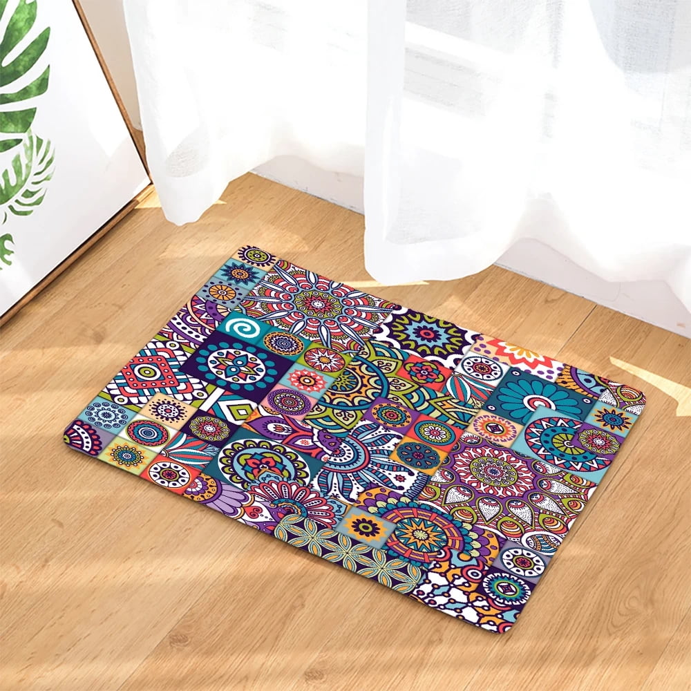 Indian Bohemian Carpet Anti-slip Bath Mat Bathroom Carpet Colorful ...