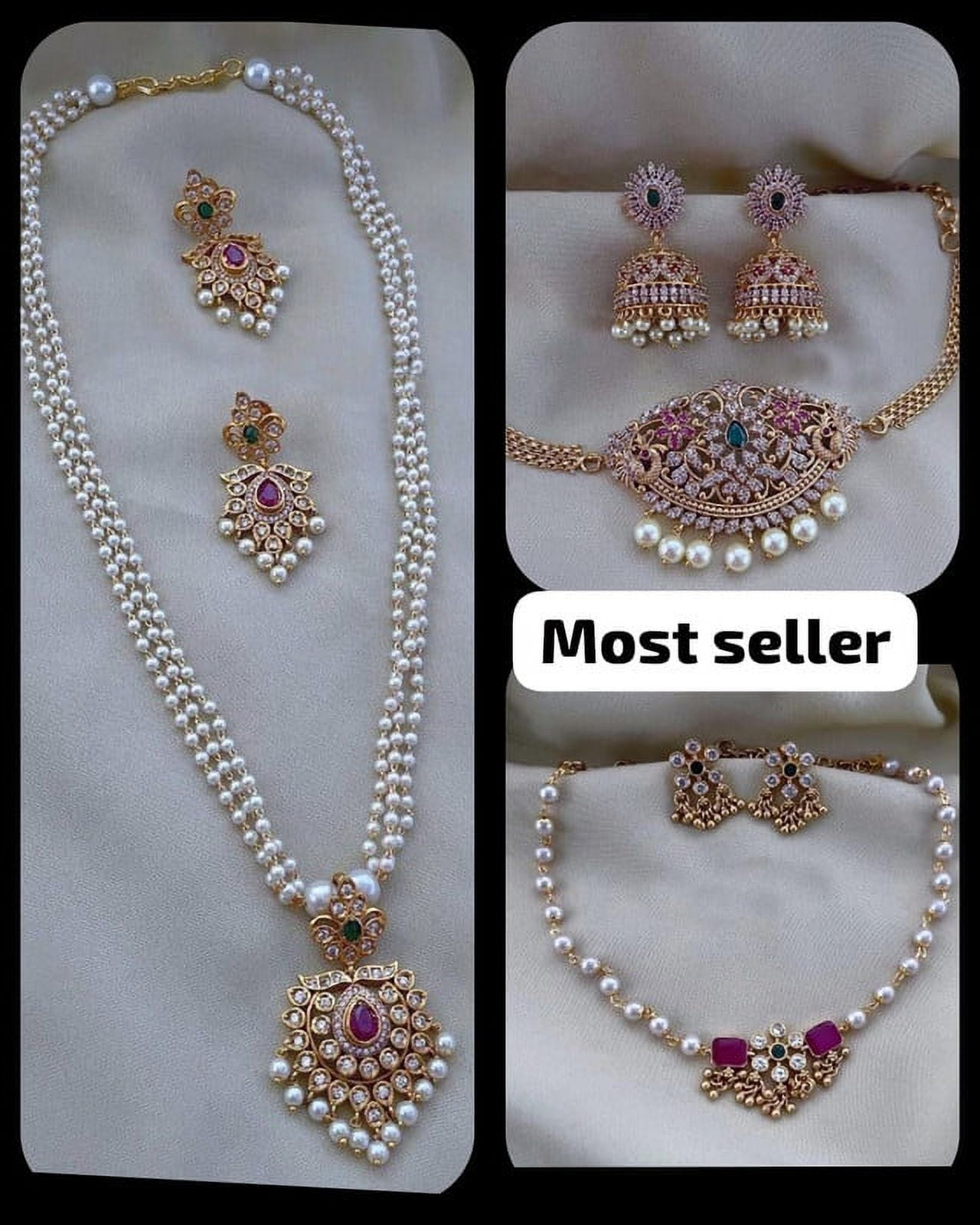 Indian Bollywood Gold Plated Long Necklace and Choker Jewelry Set ...