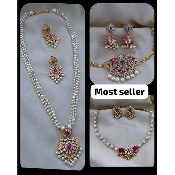 Indian Bollywood Gold Plated Long Necklace and Choker Jewelry Set ...