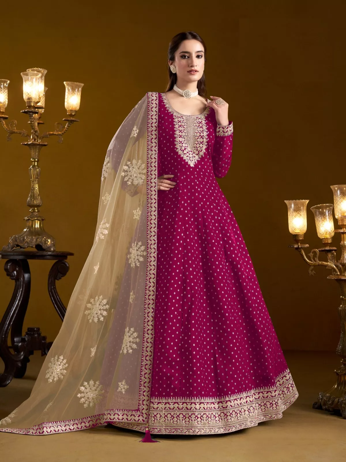 Indian Bollywood Pakistani Party Wear Chanderi Butti Fabric Anarkali ...