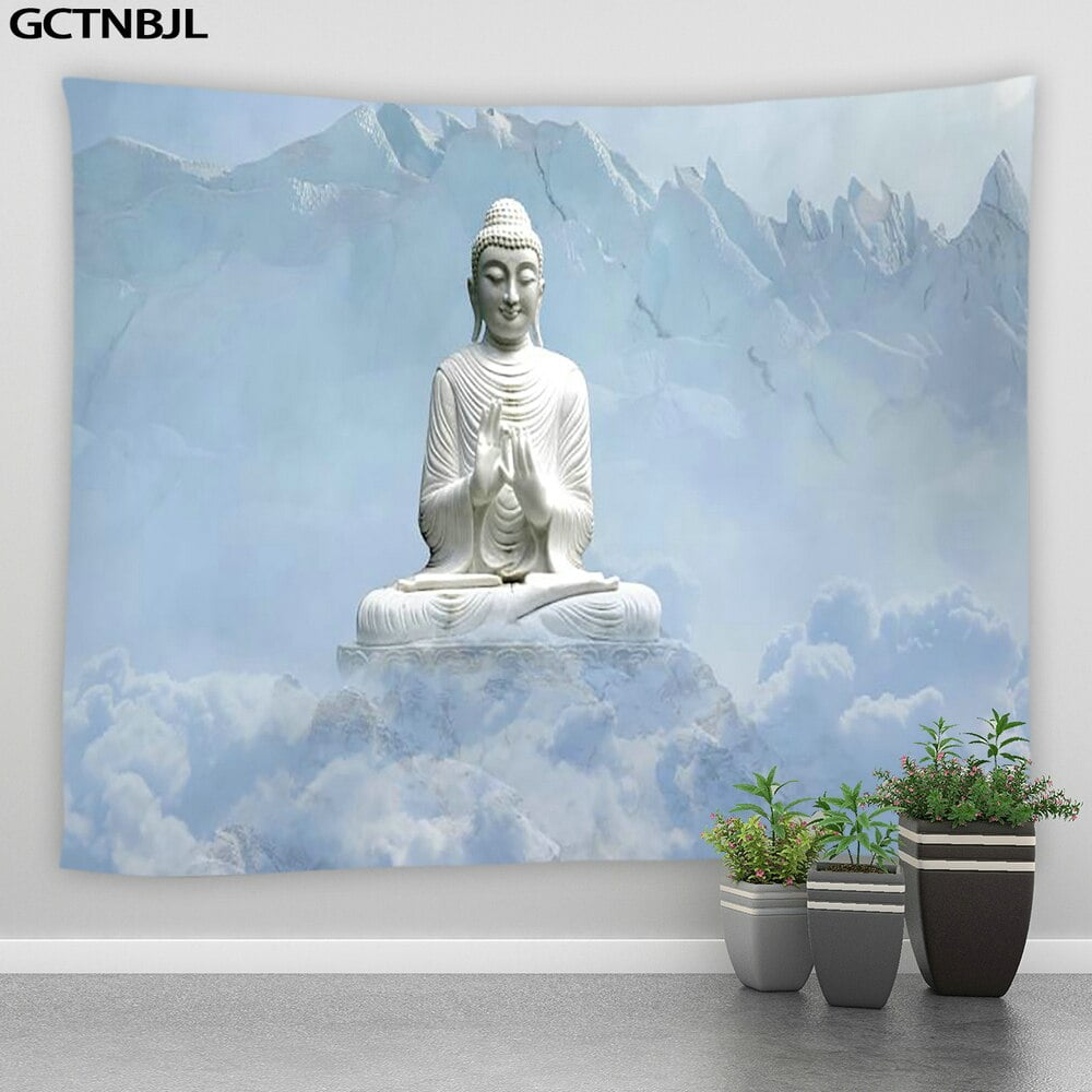 Indian Buddha Meditation Tapestry Stone Landscape Statue Buddhist ...