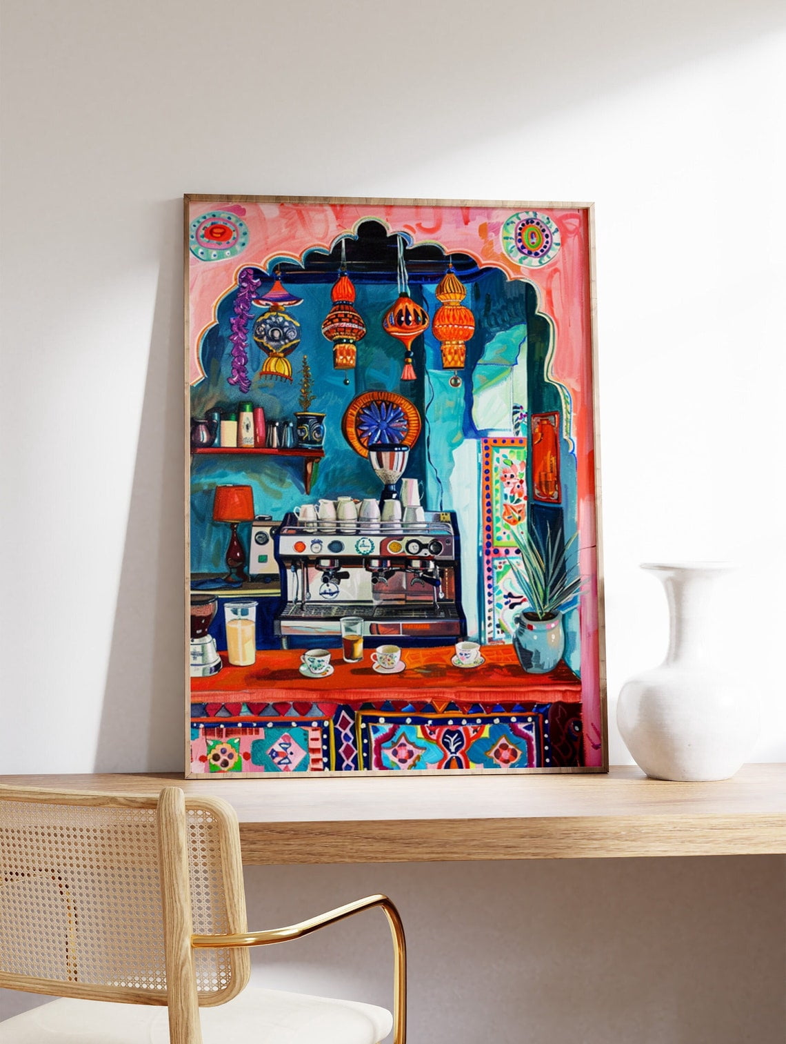 Indian Cafe Print, Traditonal Indian Art, Food And Drink Art, Kitchen ...