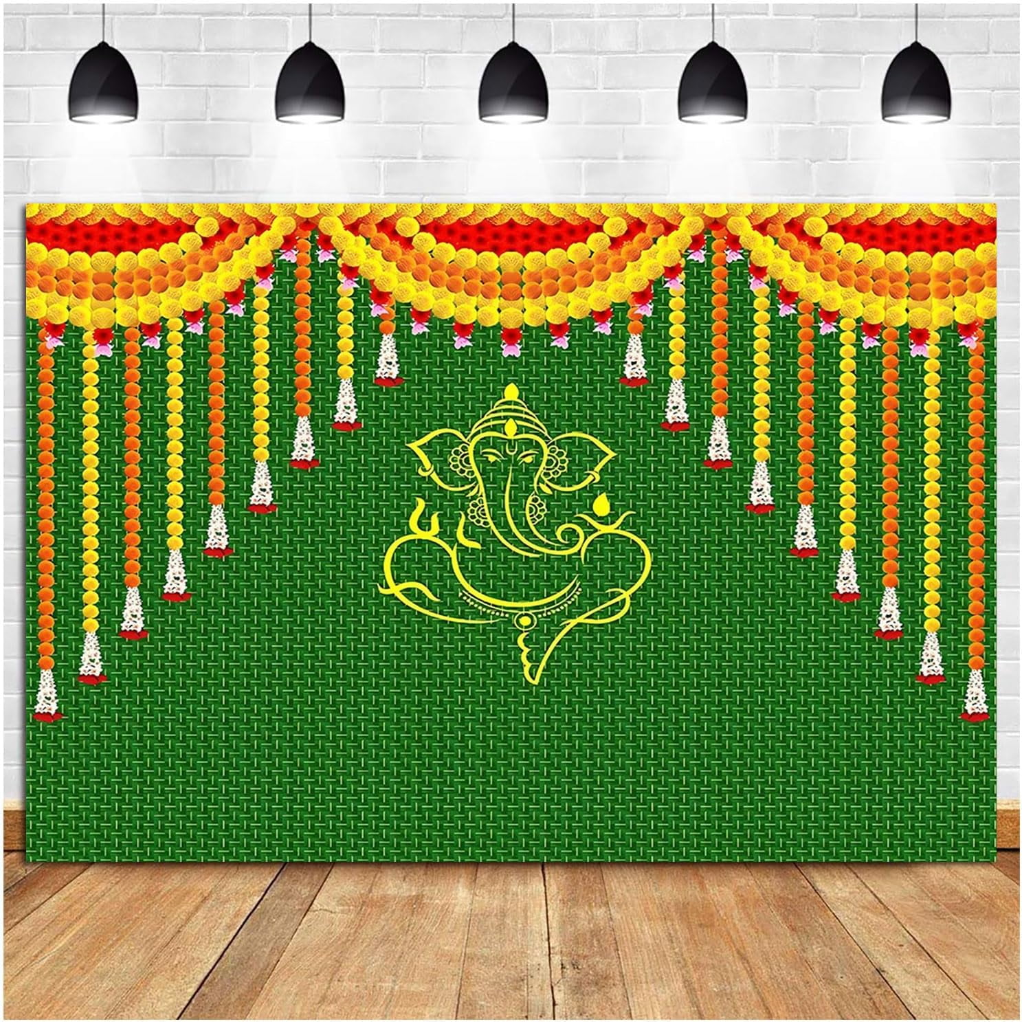 Indian Carnival Photography Backdrop Green Chatiya Ganesh Background ...
