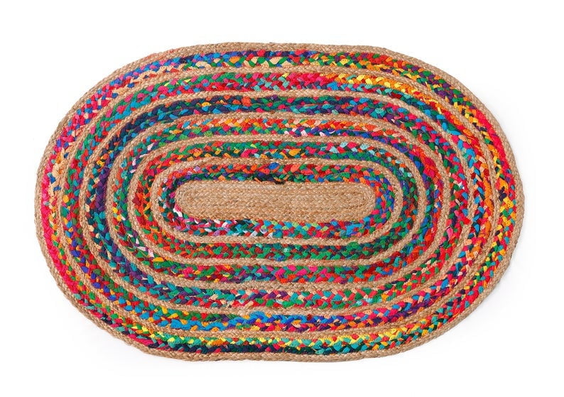 Indian Chindi Cotton Rug, Beautiful Oval Design, various Sizes ...