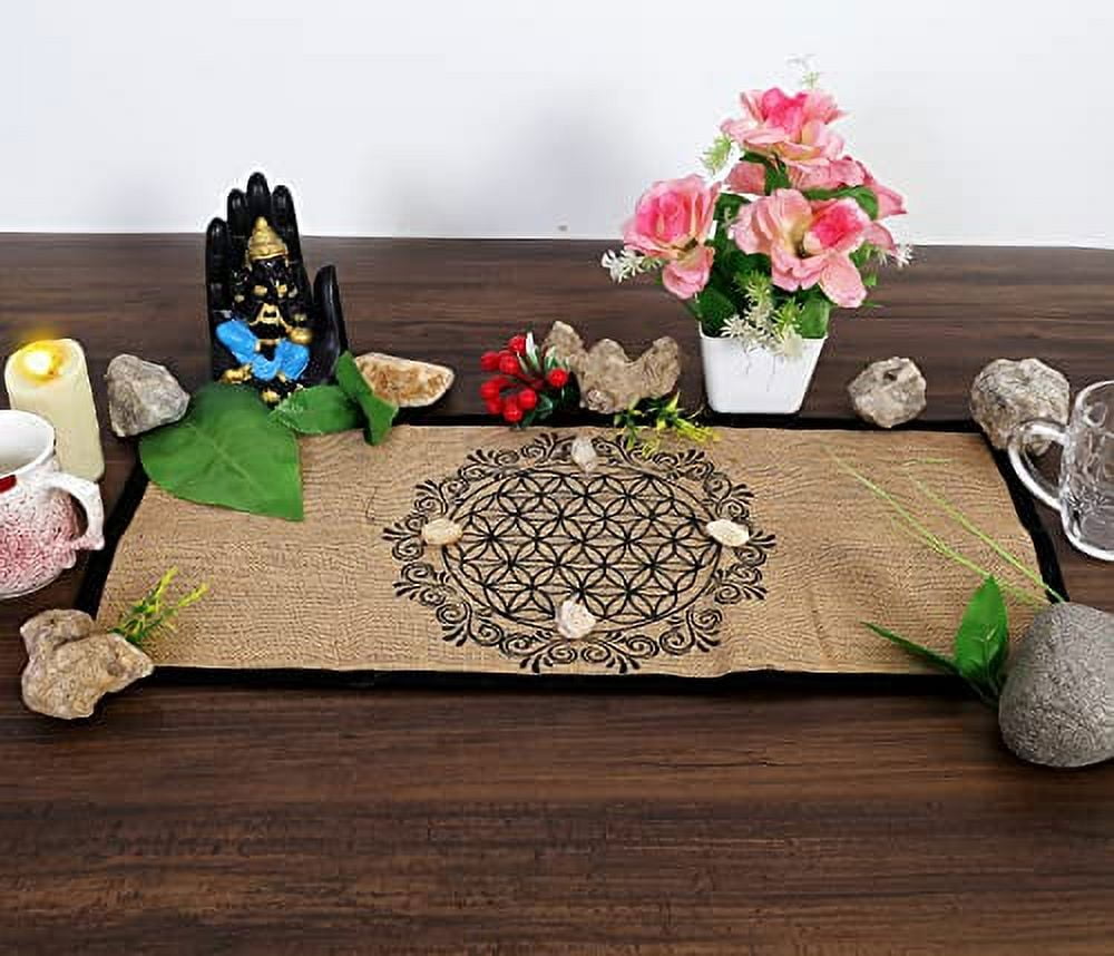 Indian Consigners Altar Cloth Flower Of Life Organic Burlap with Fabric ...