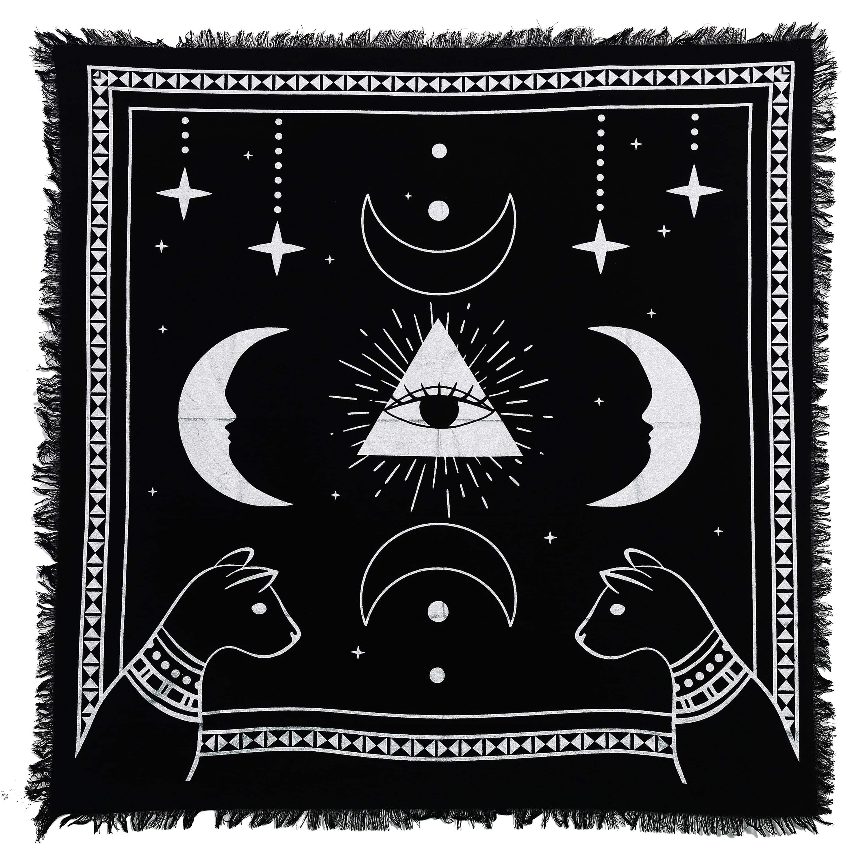 Indian Consigners Altar Cloth Table Cloth Prism Moon Eye Cat Tarot ...
