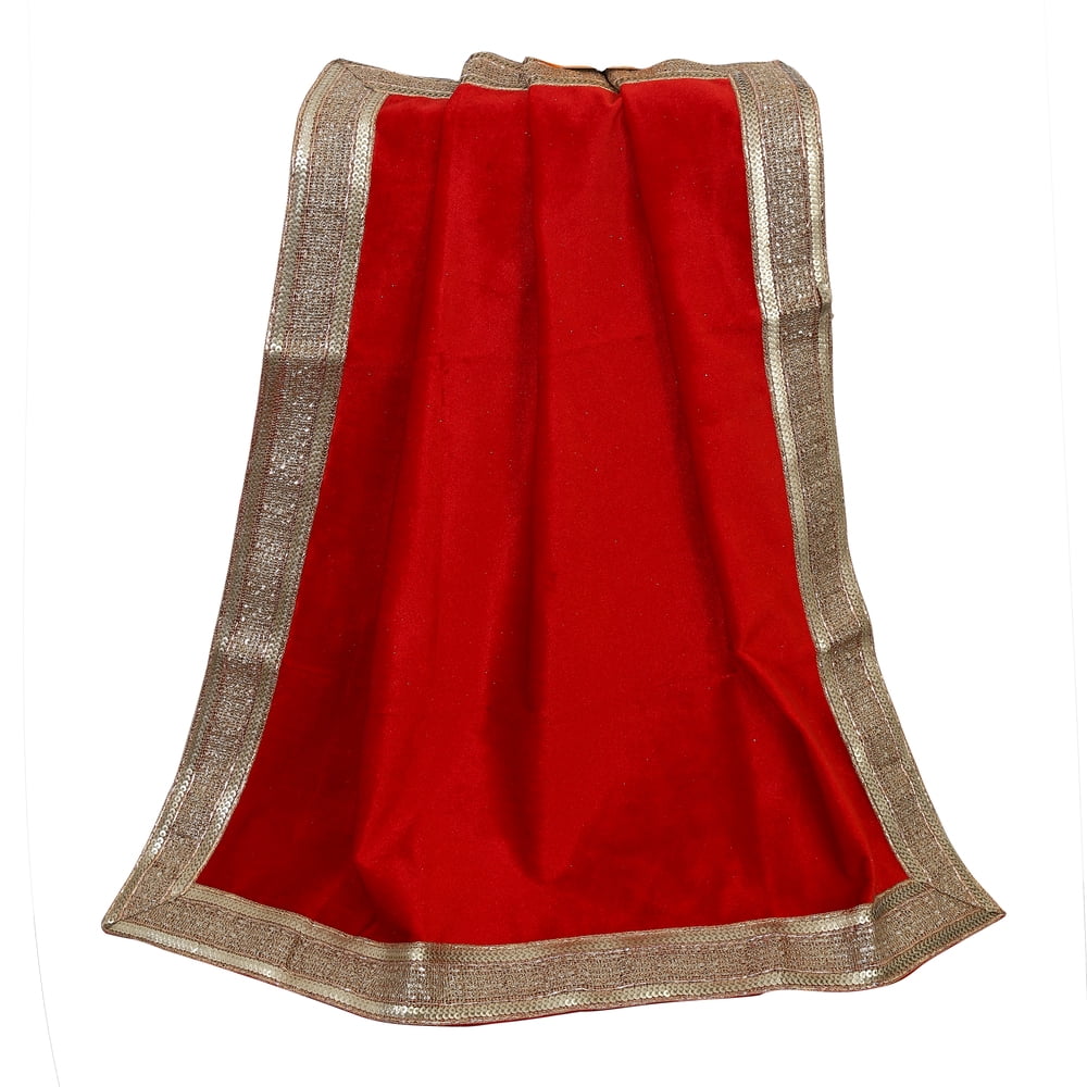 Indian Consigners Bright Red Velvet Tarot Altar Pooja Aasan Cloth Altar ...