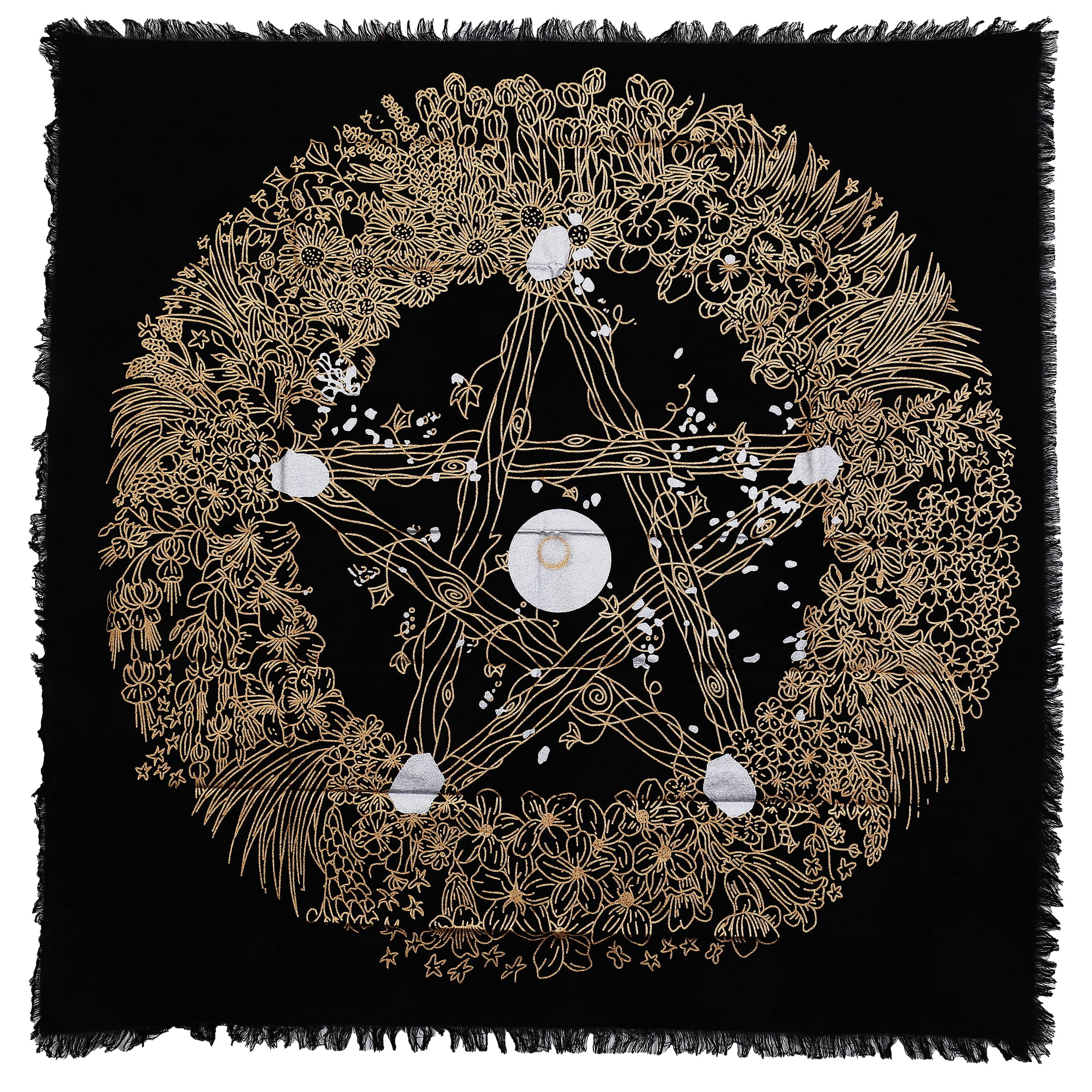 Indian Consigners Floral Pentagram Cotton Alter Tarot Spread Altar ...