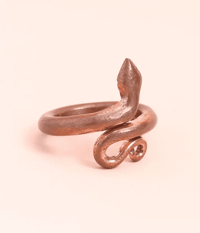 Indian Crafts Copper Consecrated Snake Ring Adjustable Tamba Ring Nag ...