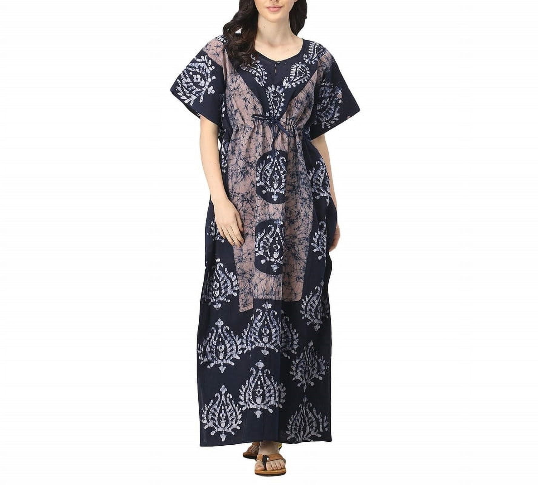 Indian Crafts Pure Cotton Hand Dyed Batik Free Size Kaftan | Nightwear ...