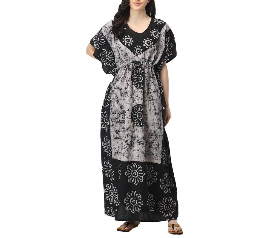 Indian Crafts Pure Cotton Hand Dyed Batik Free Size Kaftan | Nightwear ...