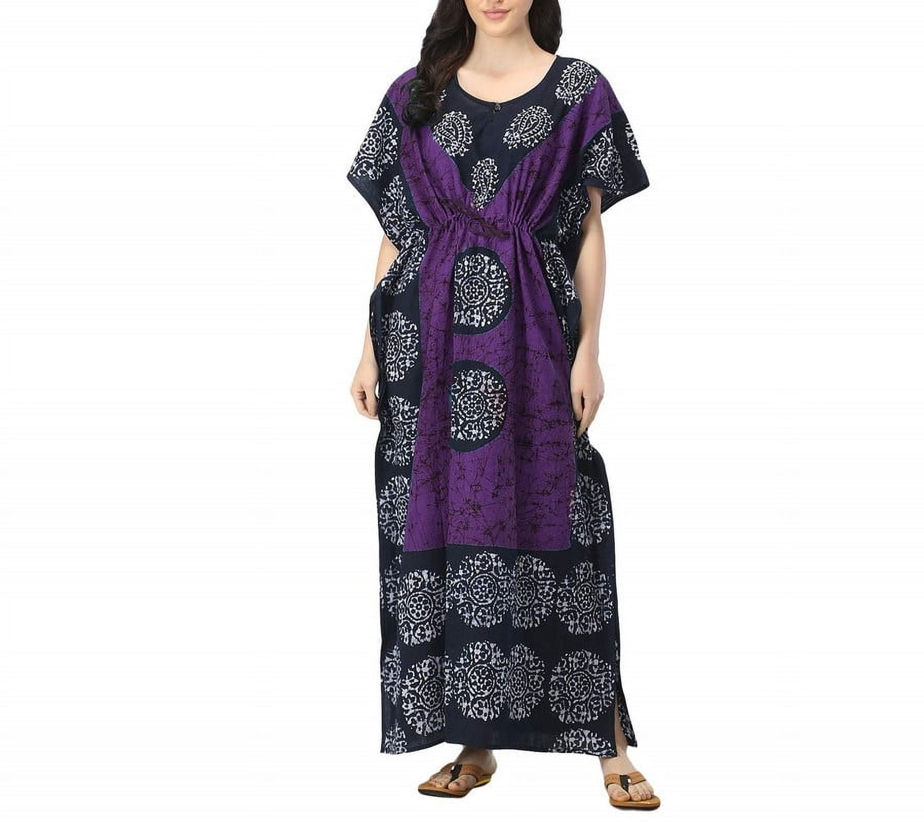 Indian Crafts Pure Cotton Hand Dyed Batik Free Size Kaftan | Nightwear ...