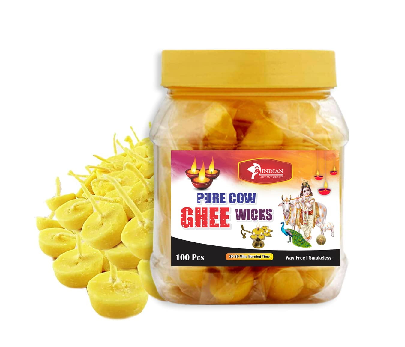 Indian Crafts Pure Cow Ghee Wicks Cotton Thread Readymade ghee Wicks ...