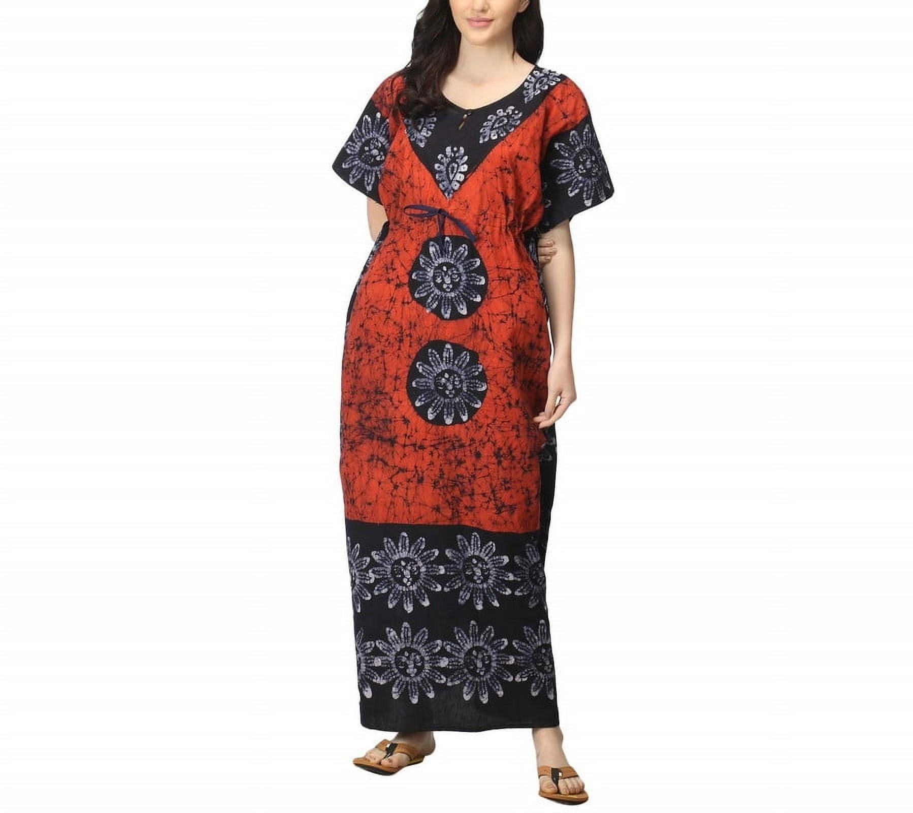 Indian Crafts Women Batik Kaftan Cotton Night Suit Night Dress Long ...