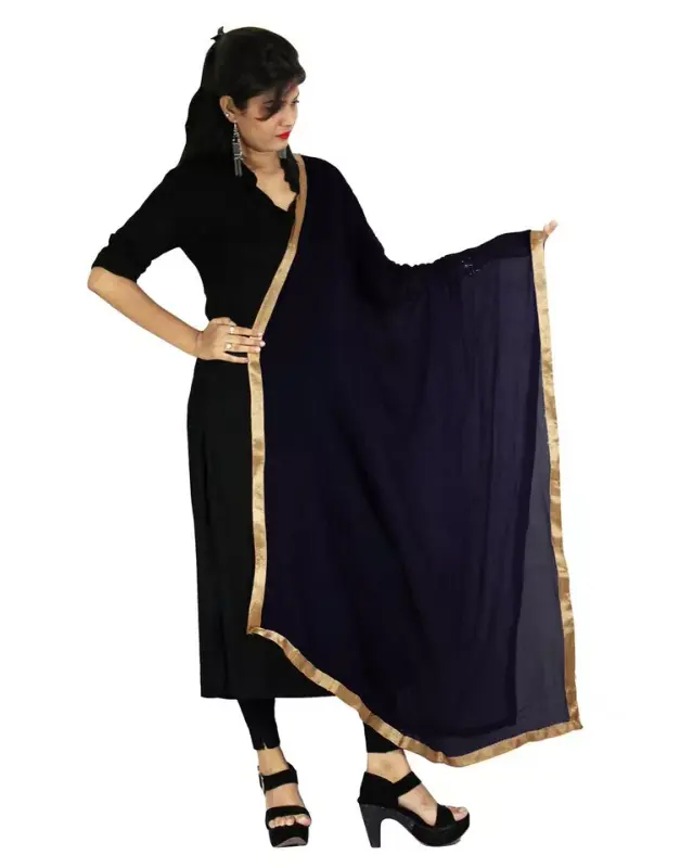 Indian Crafts Women Chiffon Solid Long Indian Traditional Dupatta With ...
