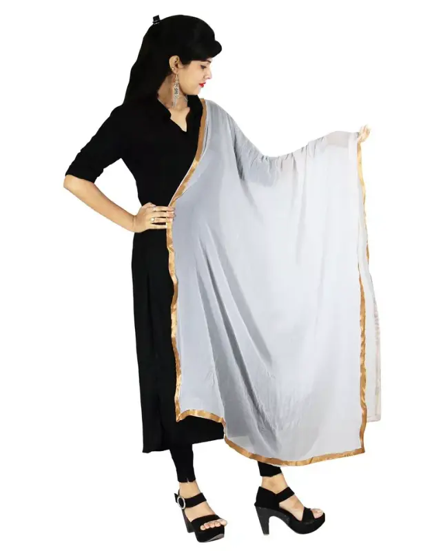 Indian Crafts Women Chiffon Solid Long Indian Traditional Dupatta With ...